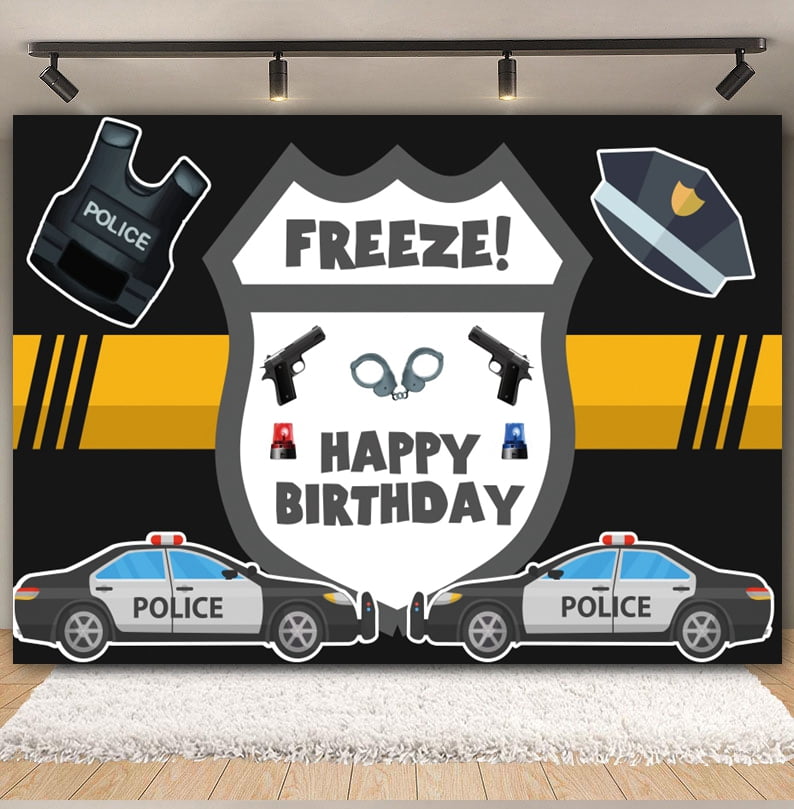Police Firefighter Theme Backdrop Fire Truck Fireman Policeman Car Hero ...