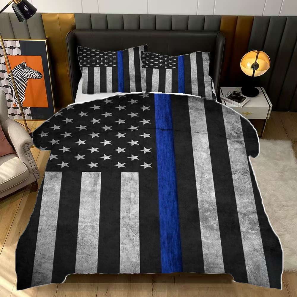 Police Flag Comforter Set Queen Size Bedding Set For Travl Bedroom ...