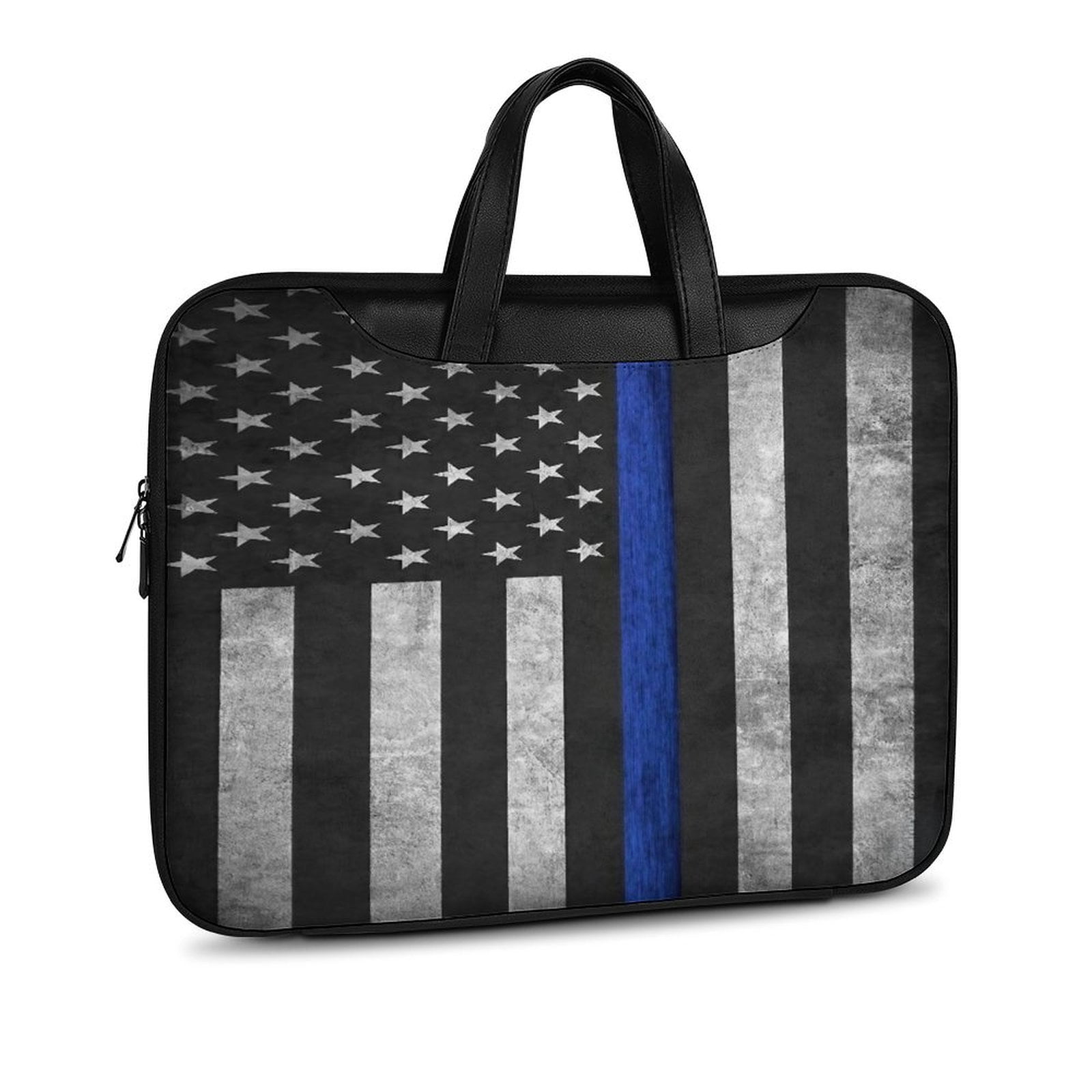 Police Flag PU Leather Laptop Bag Women Man Office Notebook Travel ...