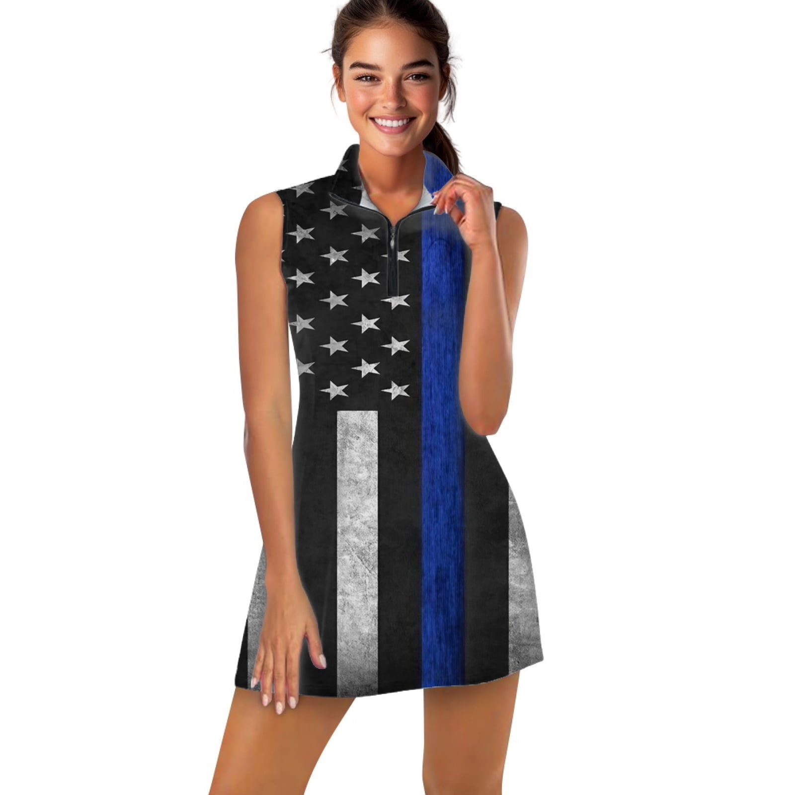 Police Flag Sports Dresses Women Tennis Dress with Separate Shorts One ...