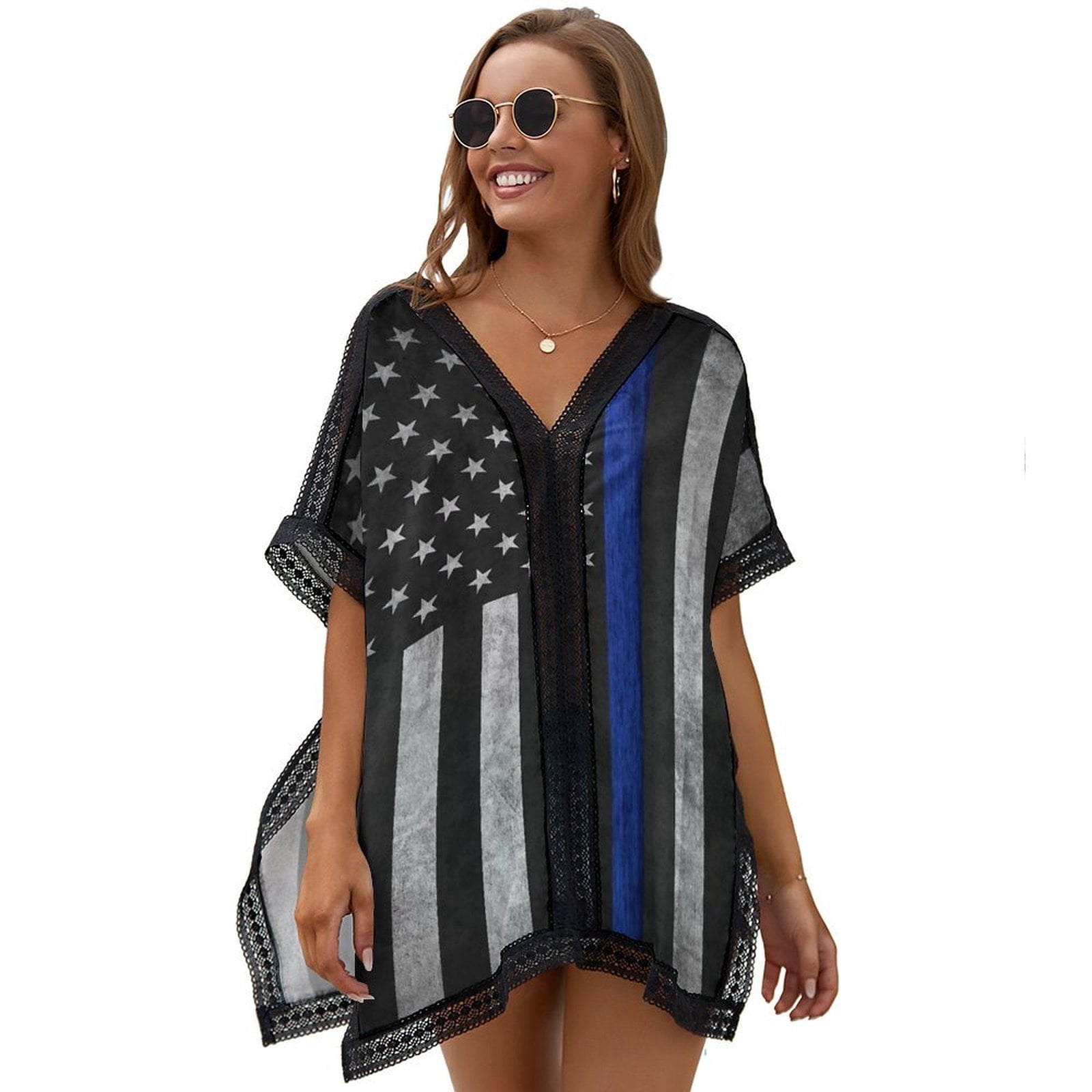 Police Flag Women's Swimsuit Coverup Summer Beach Cover Up Bathing Suit ...