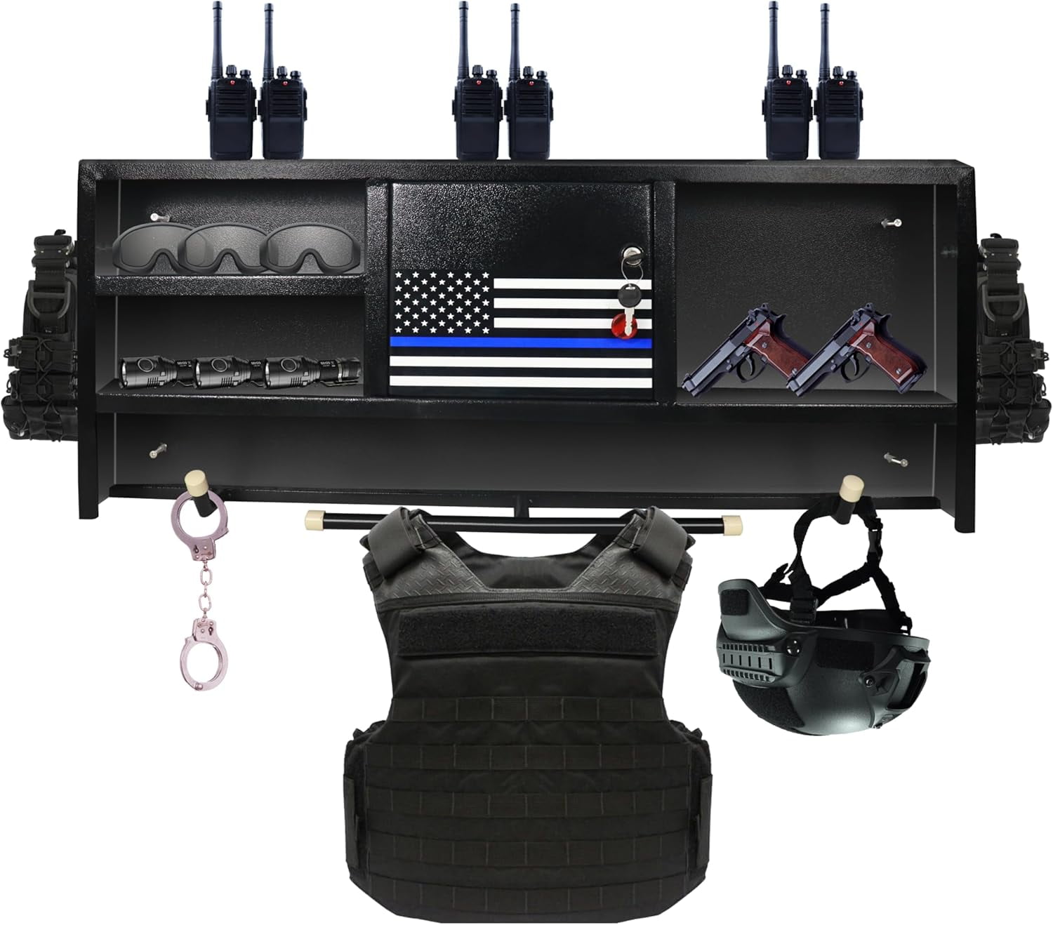 FEBTECH Police Gear Rack - Heavy Duty Tactical Gear Wall Mount Warrior ...