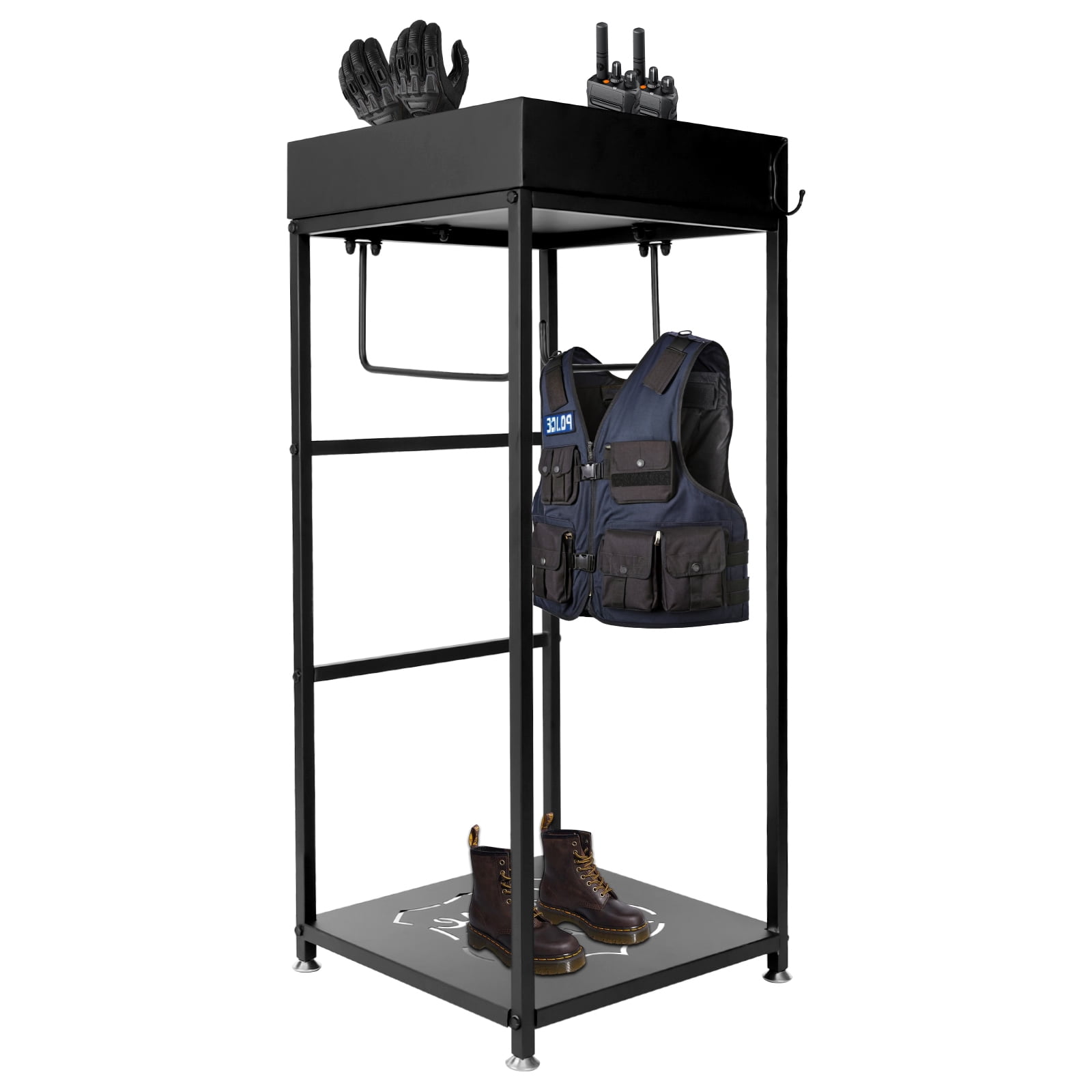Police Gear Rack, Matte Black Carbon Steel, 43.3" Vertical Frame, Body ...