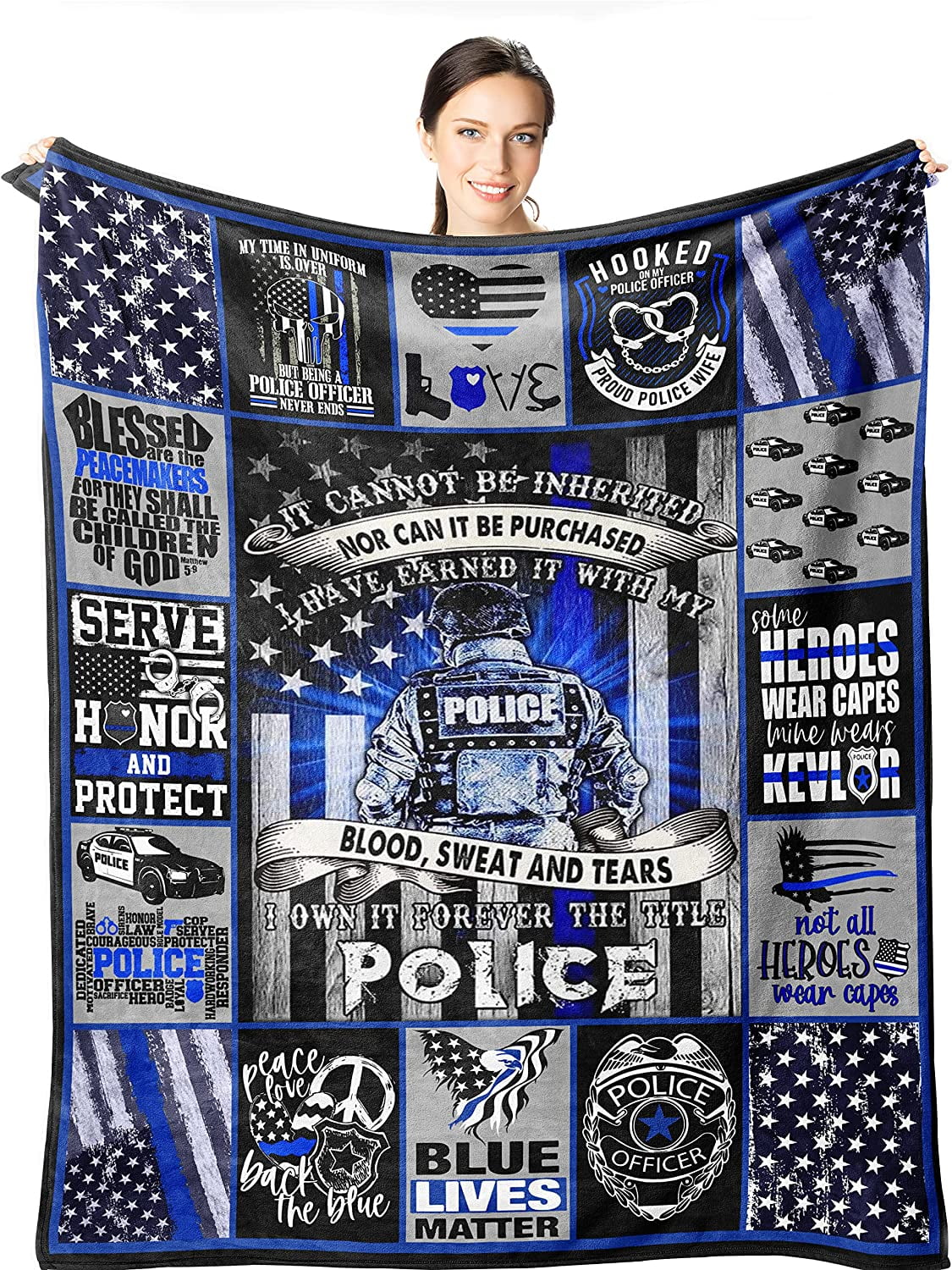 Police Gifts - Blue Lives Matter 60"x50" Blanket - Police Retirement ...