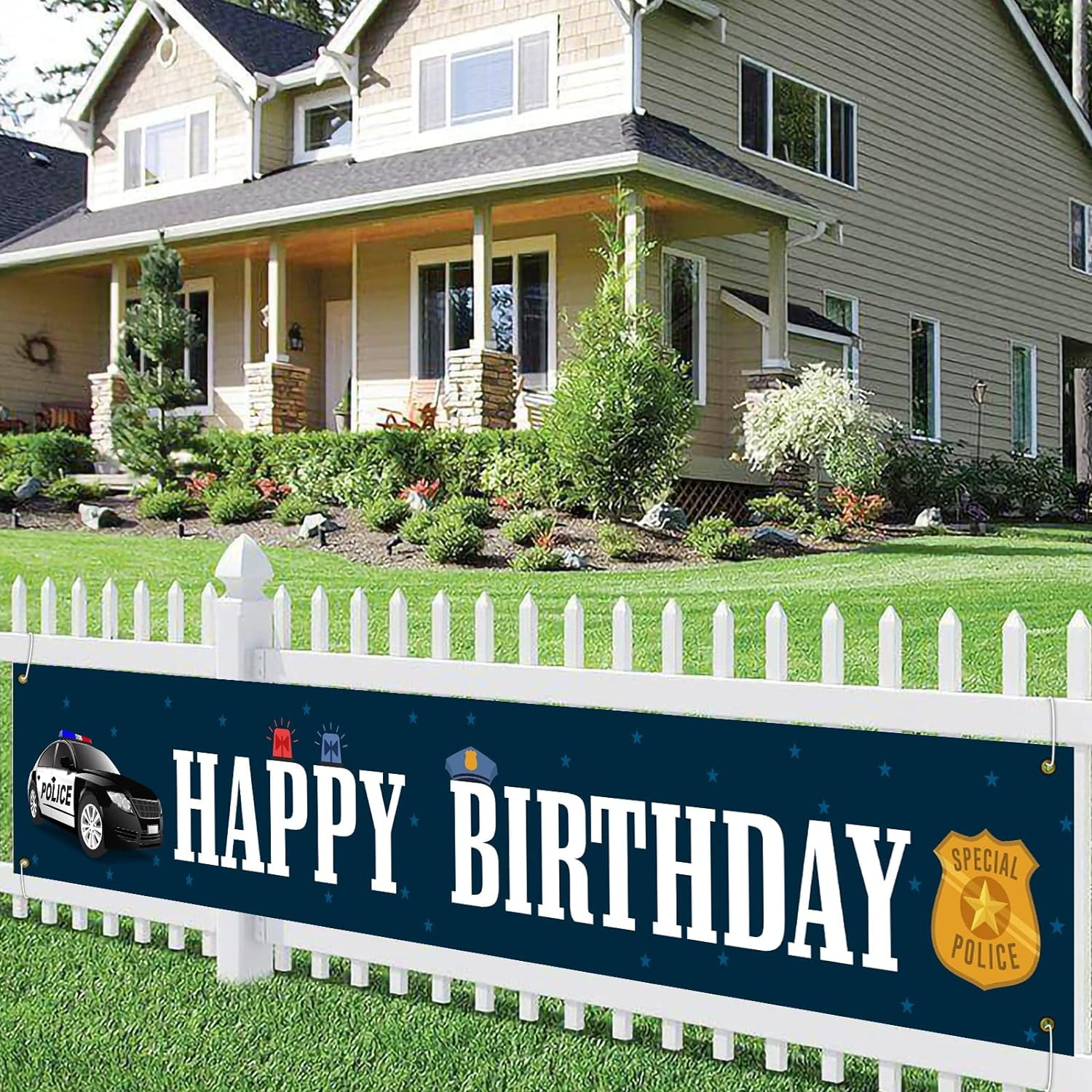 Police Happy Birthday Banner Police Party Supplies, Police Theme ...