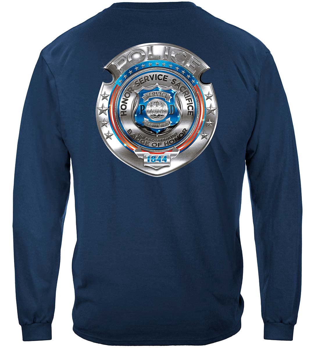 Police Honor Courage Sacrifice Badge Law Enforcement 100% Cotton Navy ...