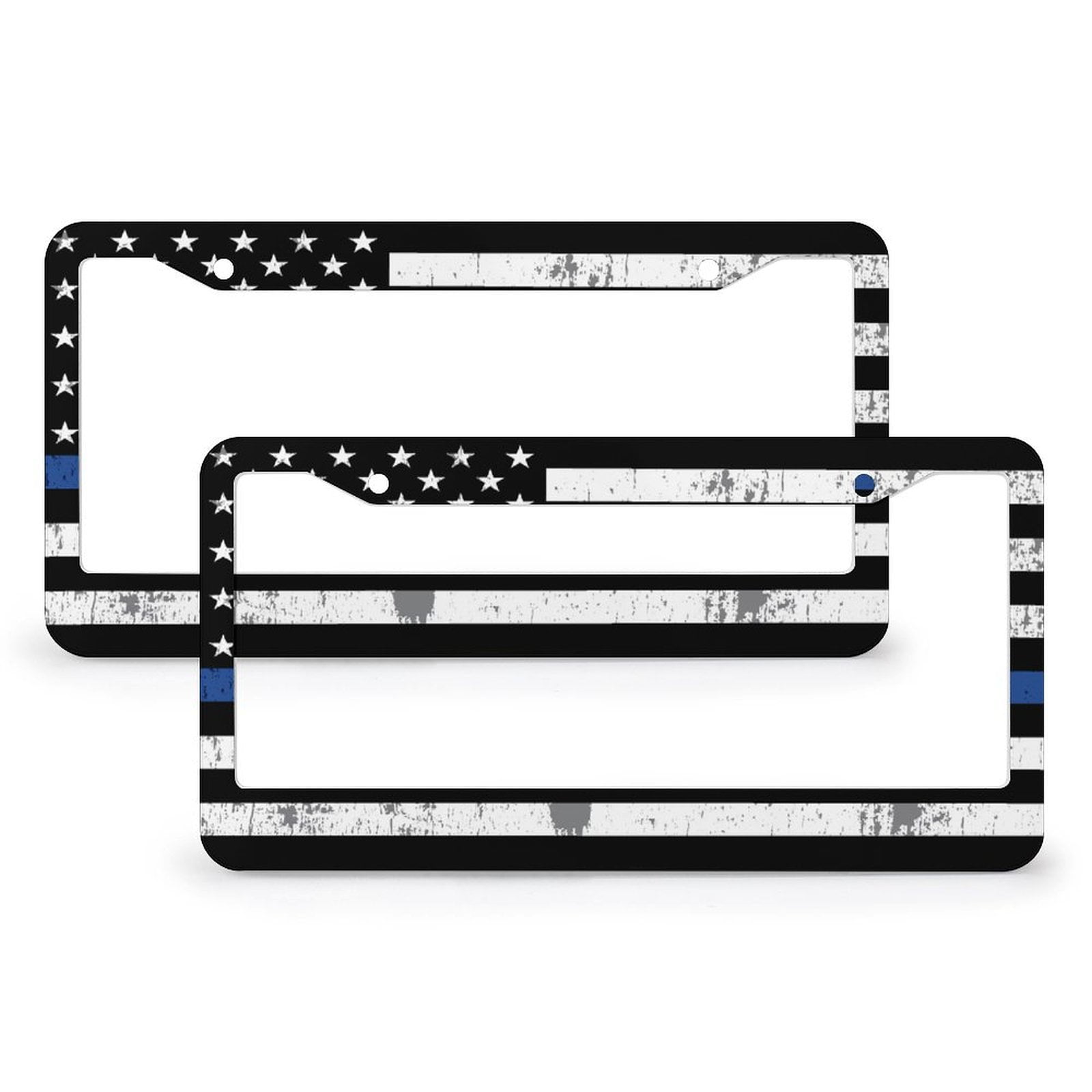 Police Law Enforcement Flag License Plate Frame 2 Pack Universal Us Car ...