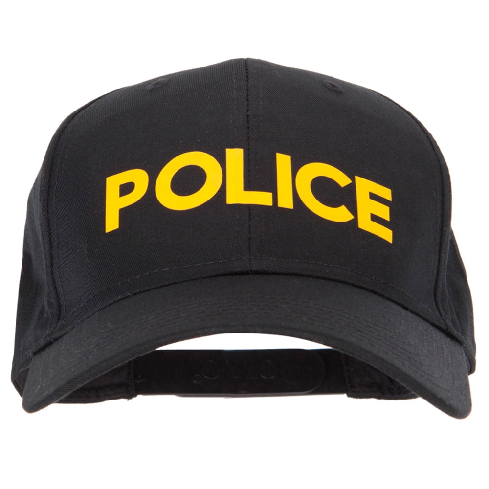 Police Letter Design Heat Transfer 6 Panel Pro Style Cotton Twill Cap ...