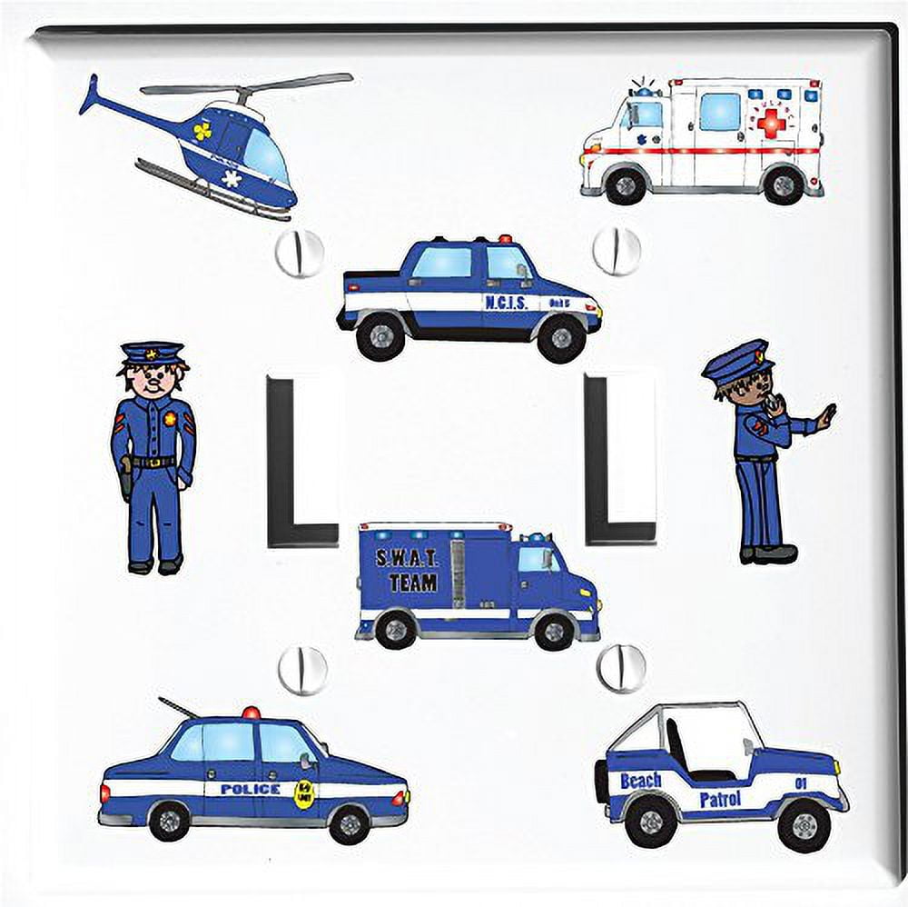Police Light Switch Plate and Outlet Covers/Police Men, Trucks, Cars ...