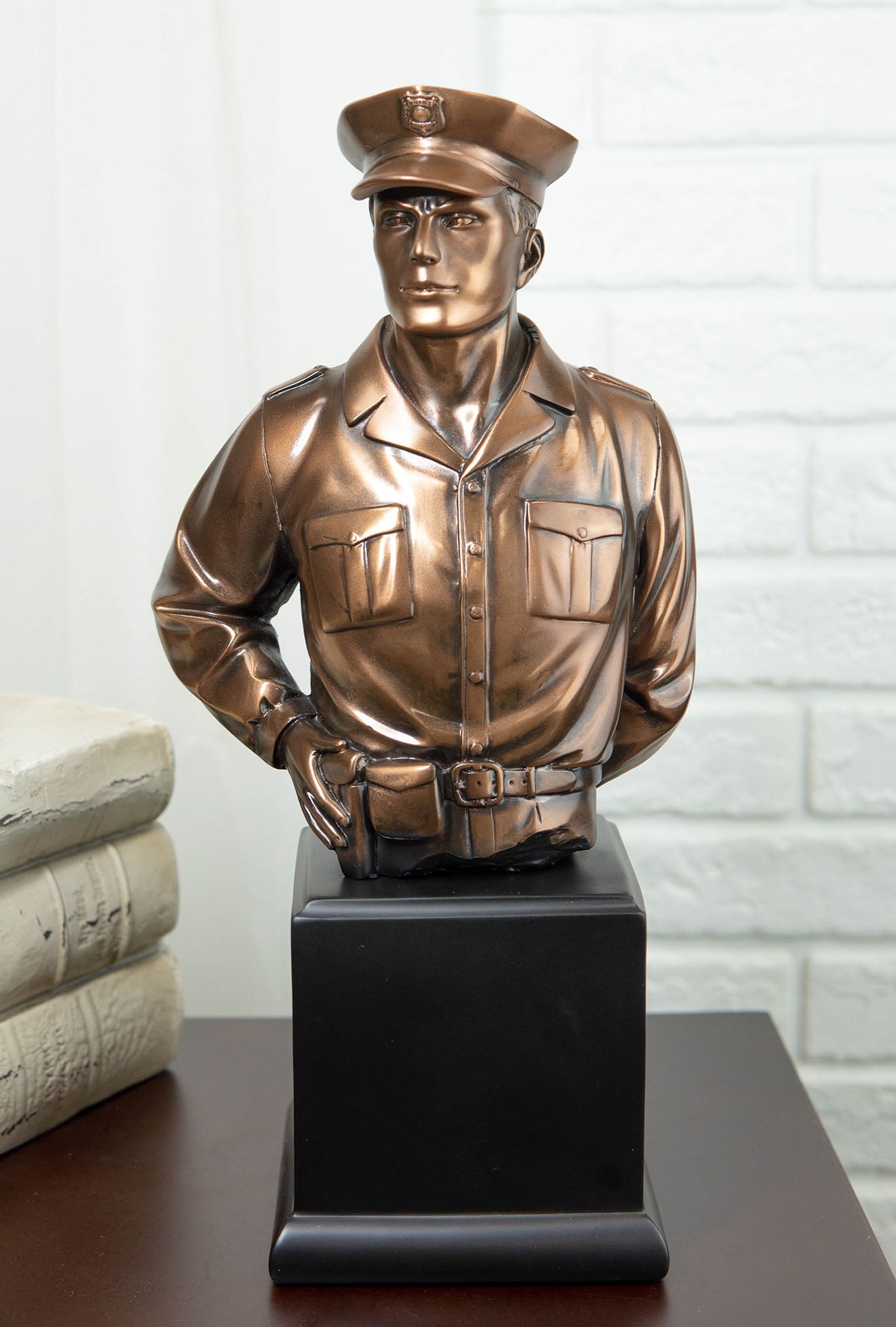Police Man Officer Cop in Uniform Portrait Bust Electroplated Statue ...
