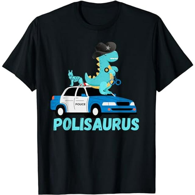 Police Man Saurus Rex Police car Policeman Dinosaur T Rex T-Shirt ...