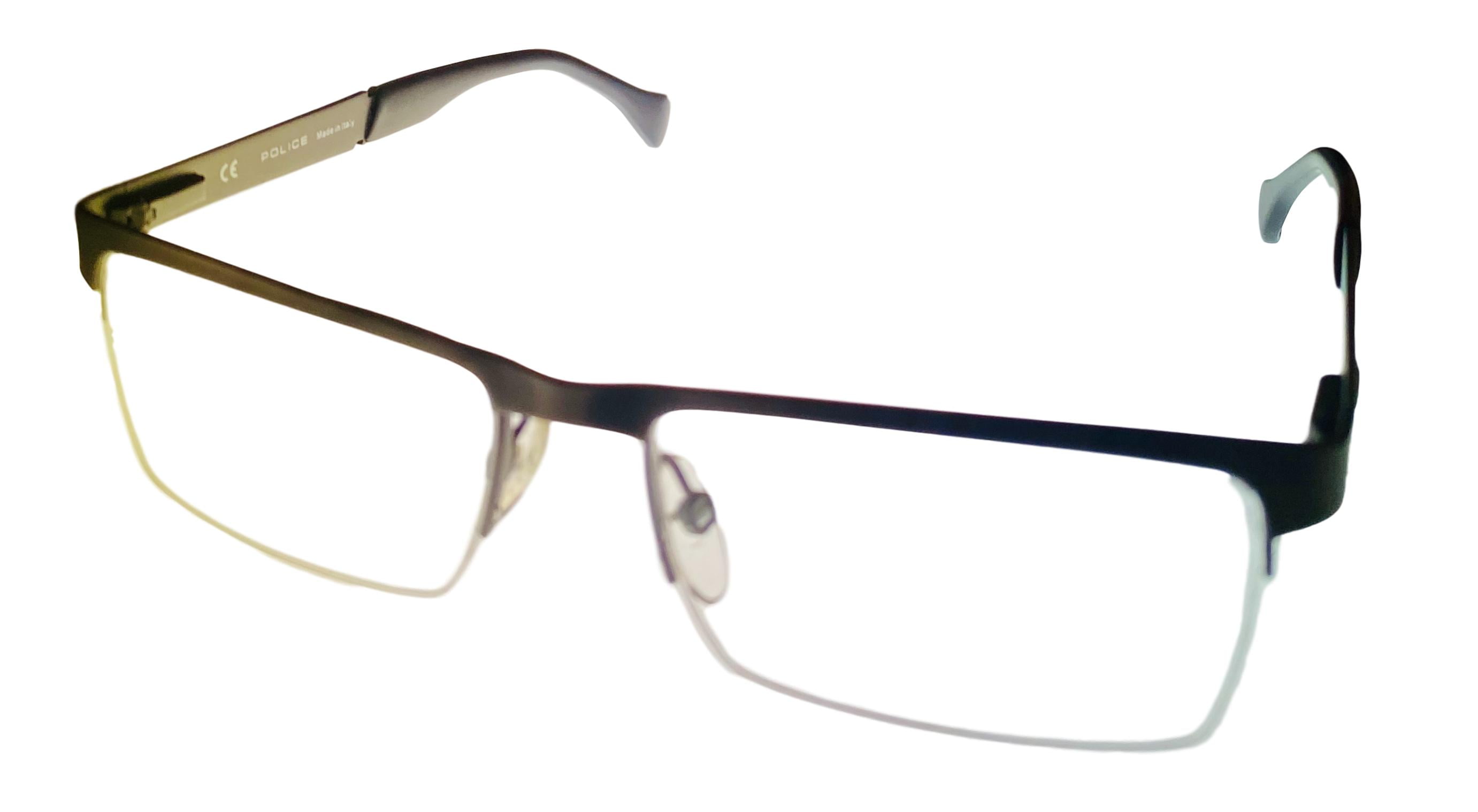 Police Mens Bottom Rimless Gunmetal Metal Rectangle Frame V8902M 0Q02 ...