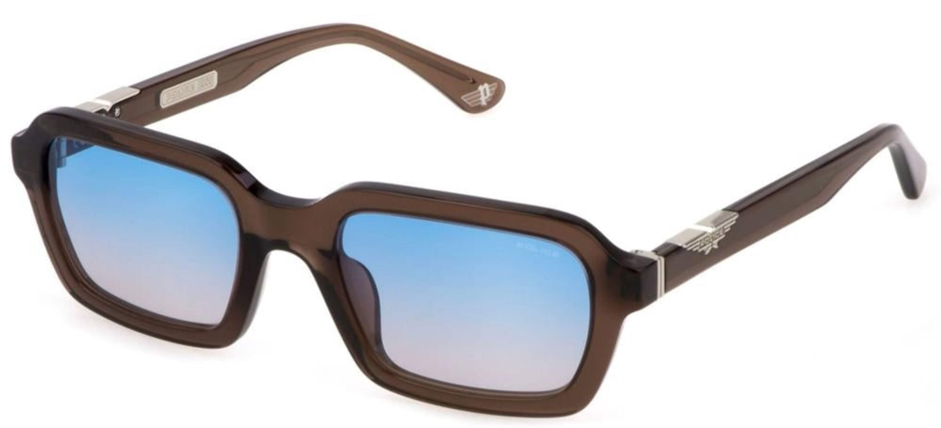 Police - ORIGINS 57 SPLL14, Geometric acetate unisex BROWN/BLUE ...