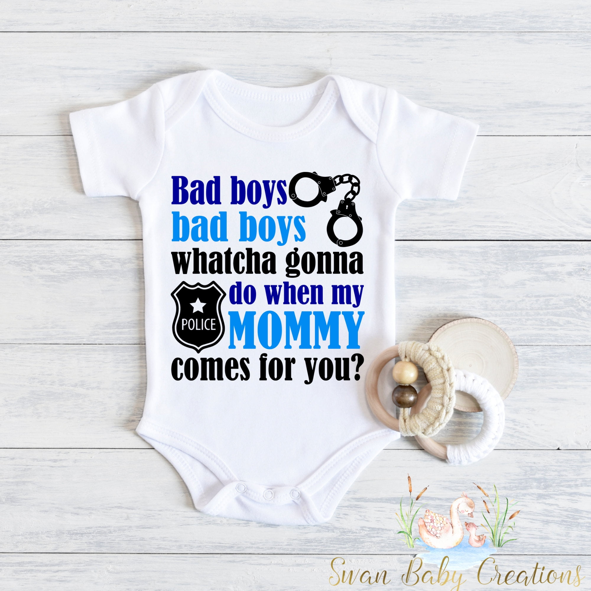 Police Mom Gift, Mommy'S Best Backup Bodysuit, Police Infant Bodysuit ...