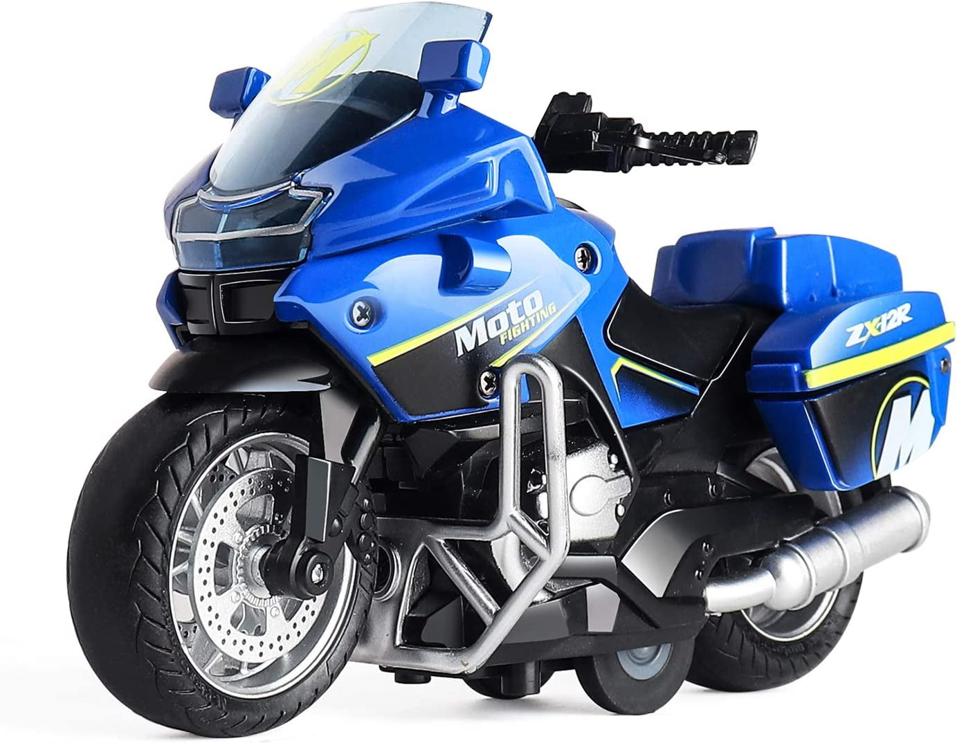 Police Motorcycle Toy - Pull Back with Sound and Light for 3-9 Year Old ...