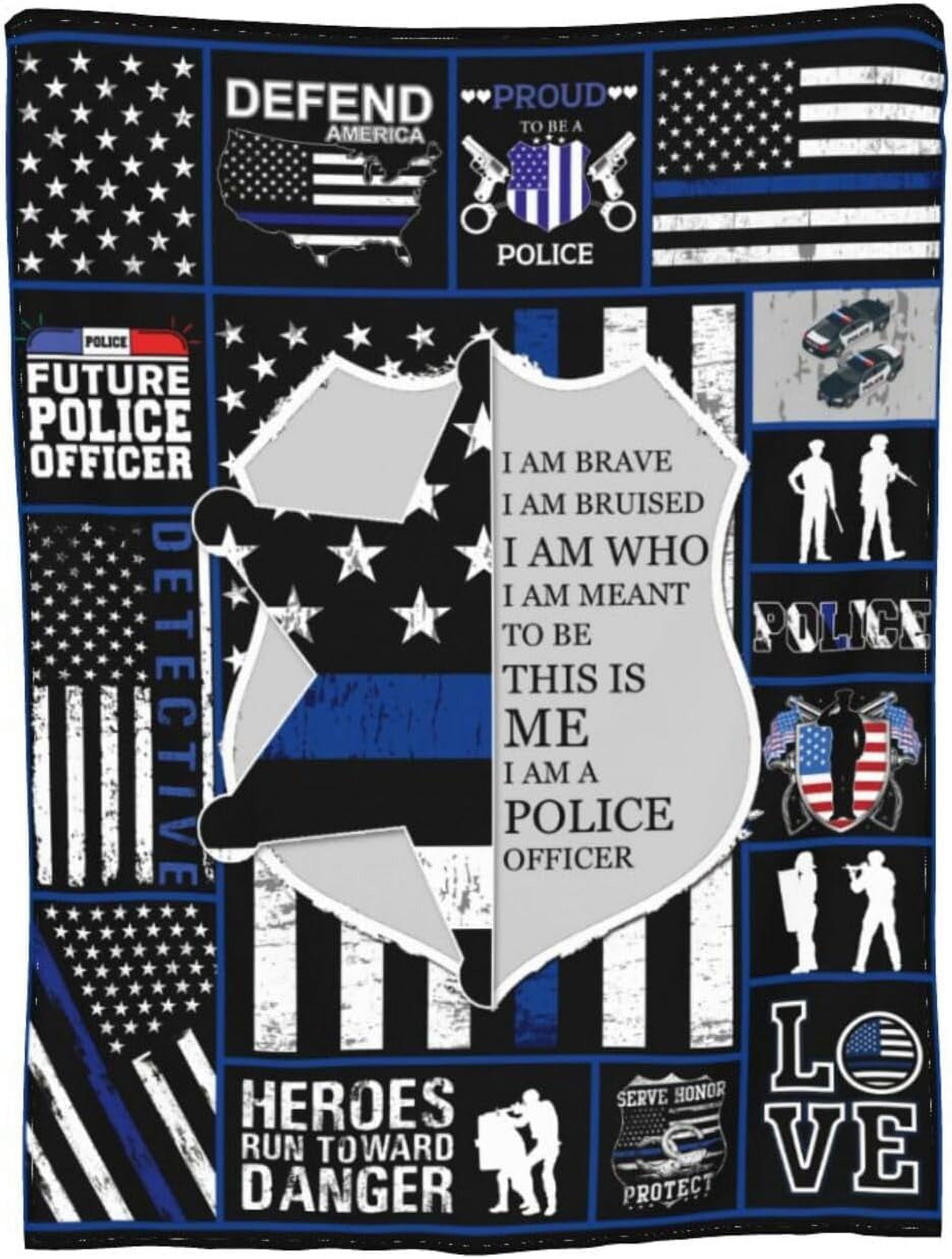 Police Officer Cop Blue Line American Flag Throw Blanket Home ...