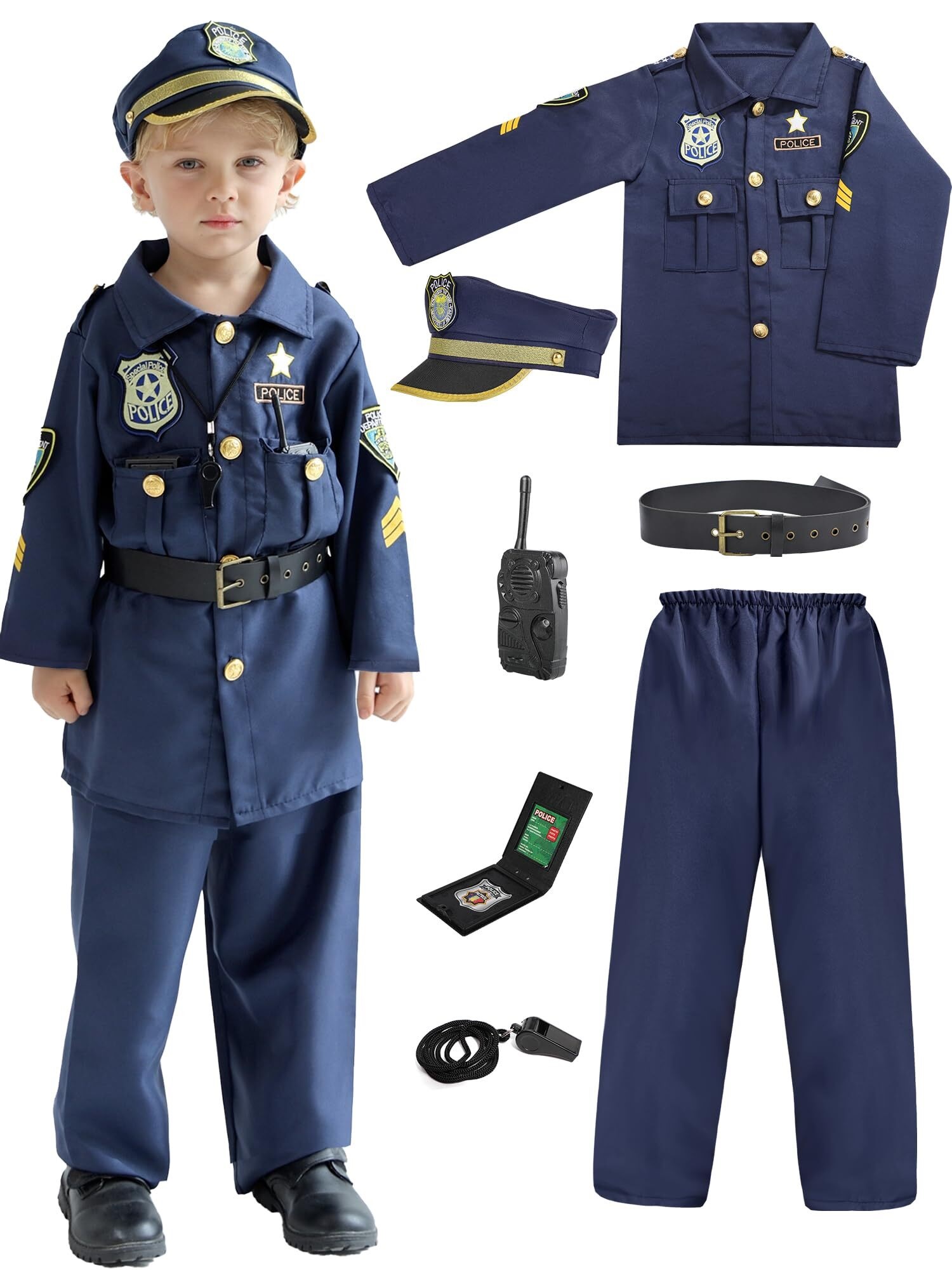 Police Officer Costume for Kids, Cop Toys with Policeman Uniform, Hat ...