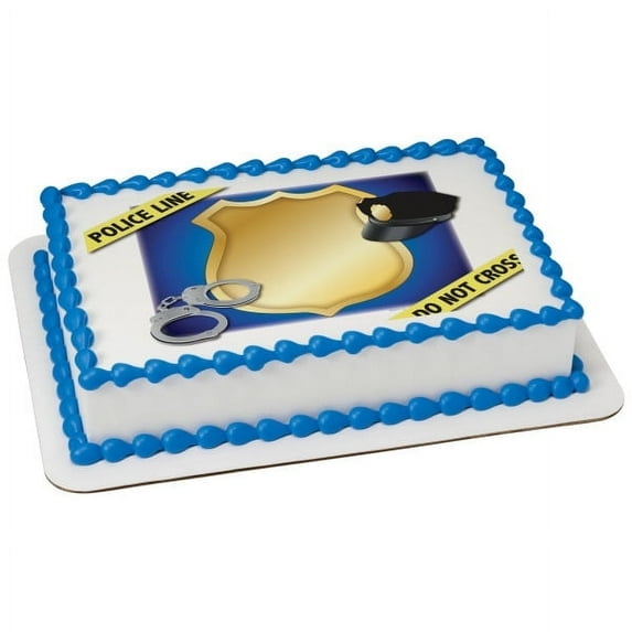 Police Officer Do Not Cross Caution Badge Happy Birthday Edible Image ...