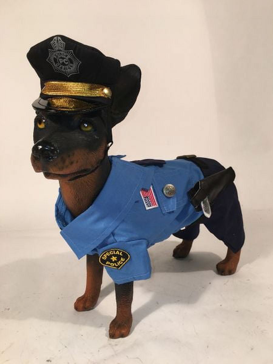Police Officer Dog Costume Classic Blue Cop Uniform Hat Badge Holster ...