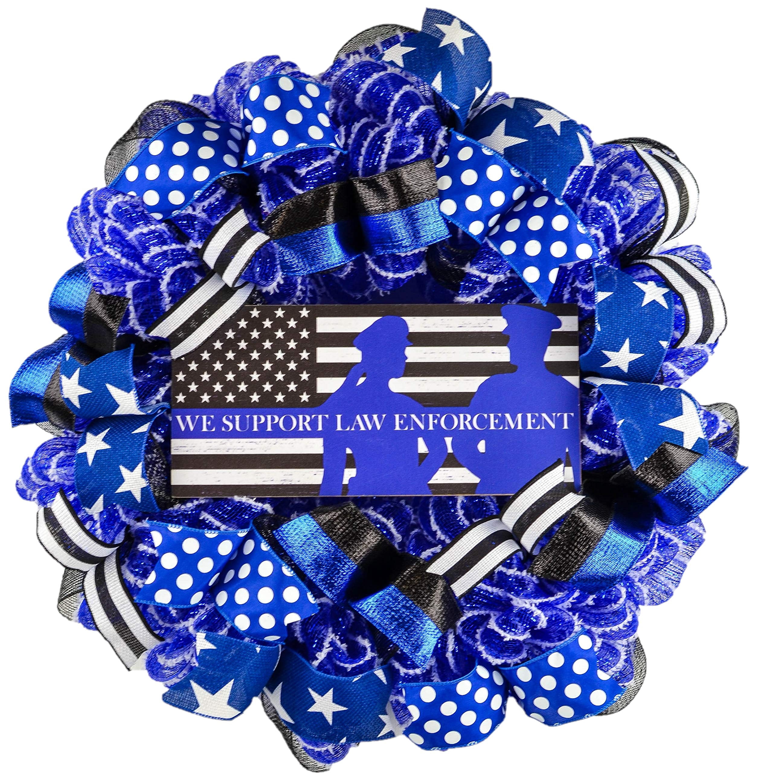 Police Officer Door Wreath - Hero Law Enforcement Support Decor - Blue ...
