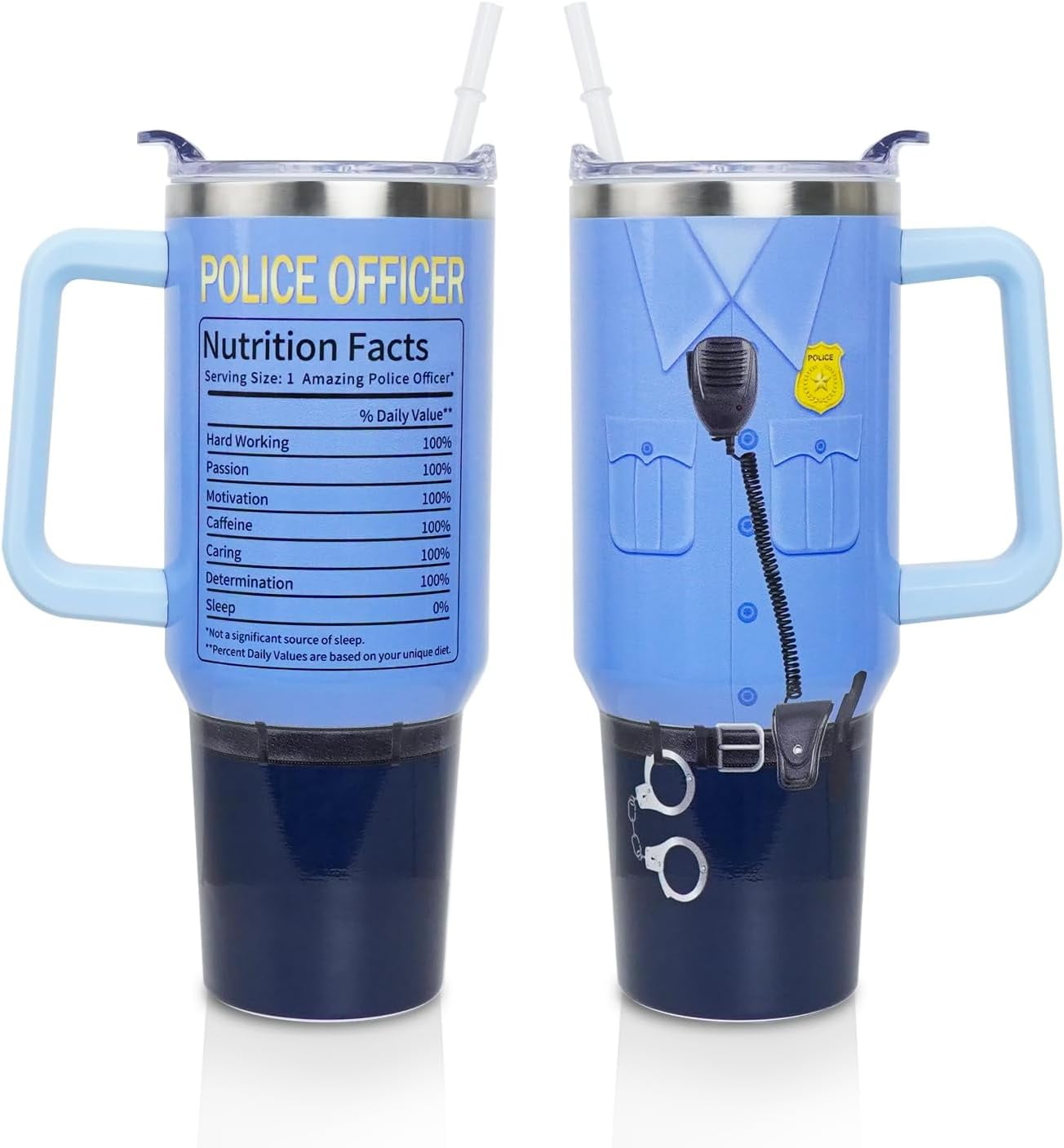 Police Officer Gifts for Men Him, 40 Oz Tumbler Cup with Handle and Lid ...