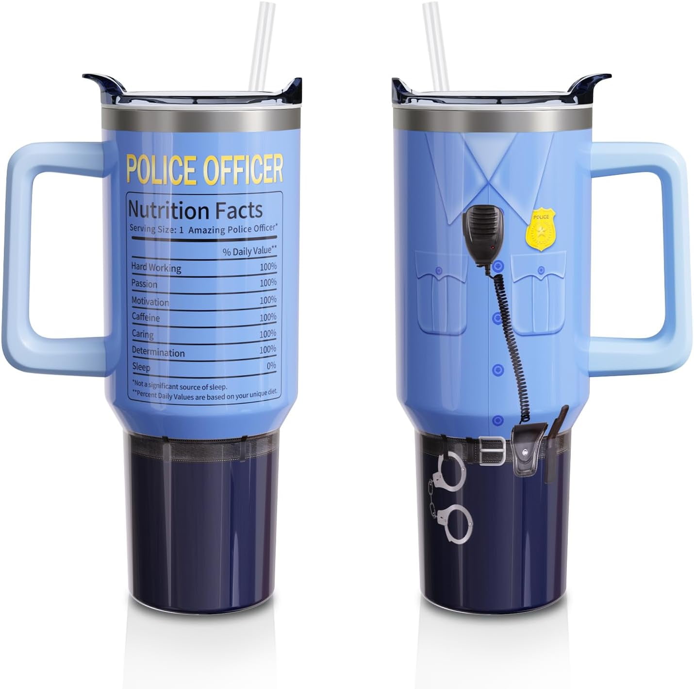 Police Officer Gifts for Men Him, 40 Oz Tumbler Cup with Handle and Lid ...