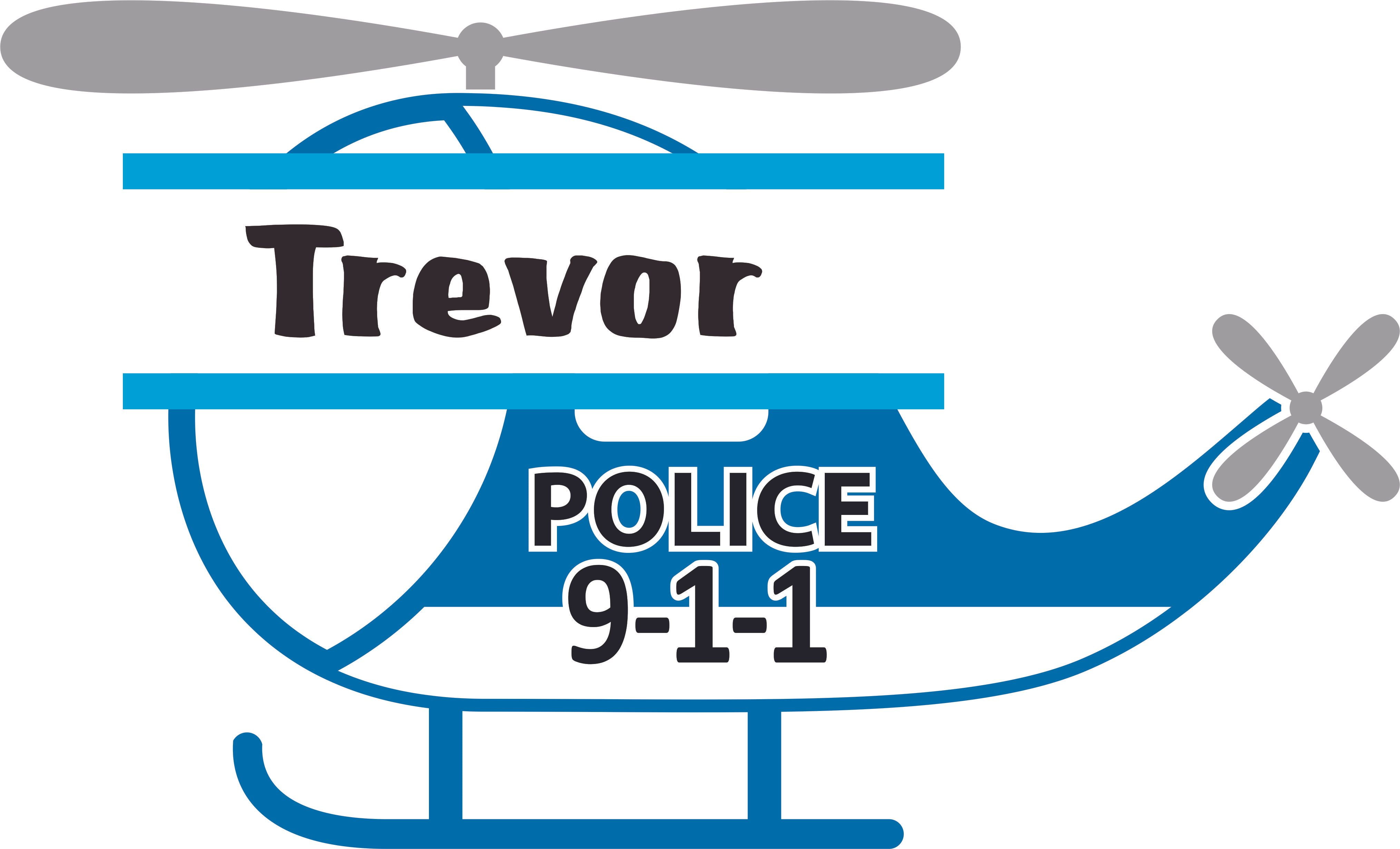 Police Officer Helicopter Policeman Customized Wall Decal - Custom ...