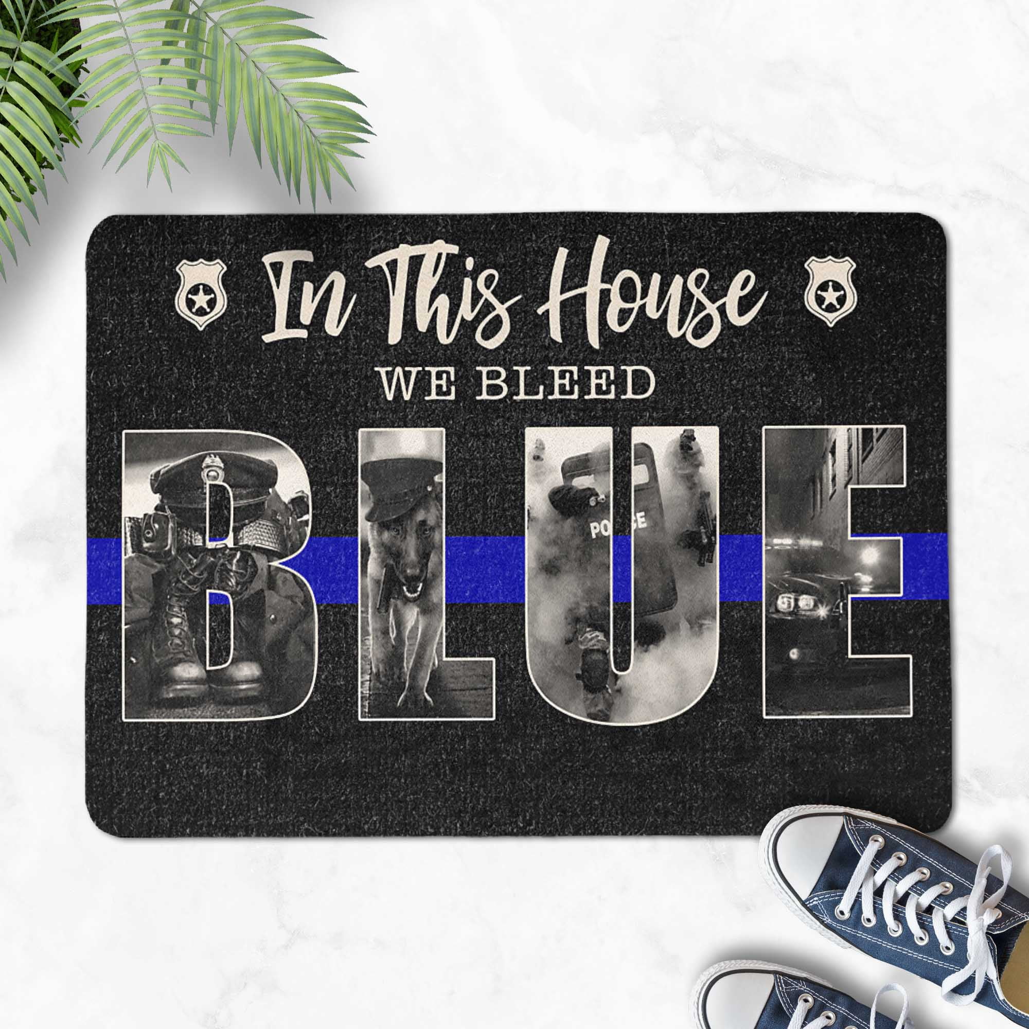 Police Officer Home Entry Rug, We Bleed Blue Mat for Law Enforcement ...