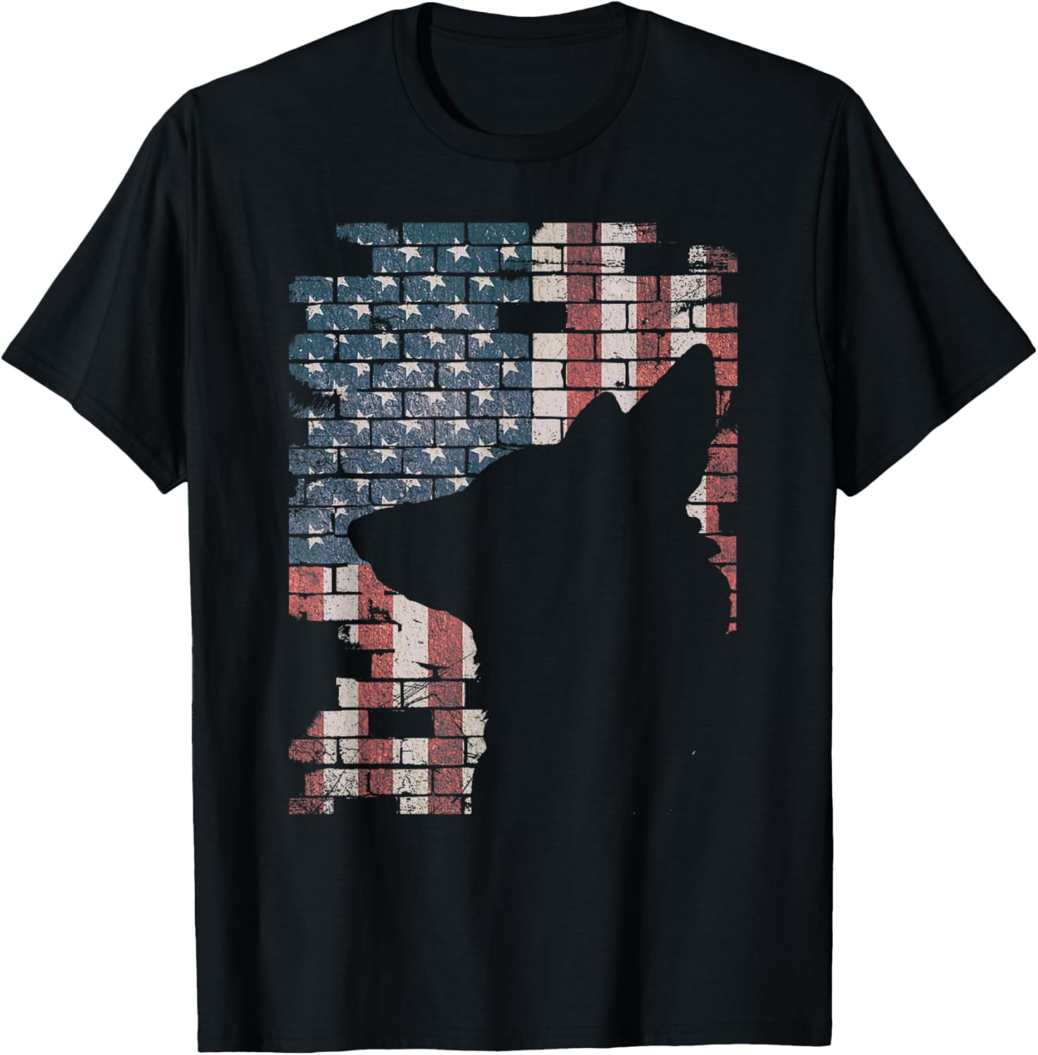 Police Officer K9 Dog Shep PD American Flag Silhouette Print T-Shirt ...