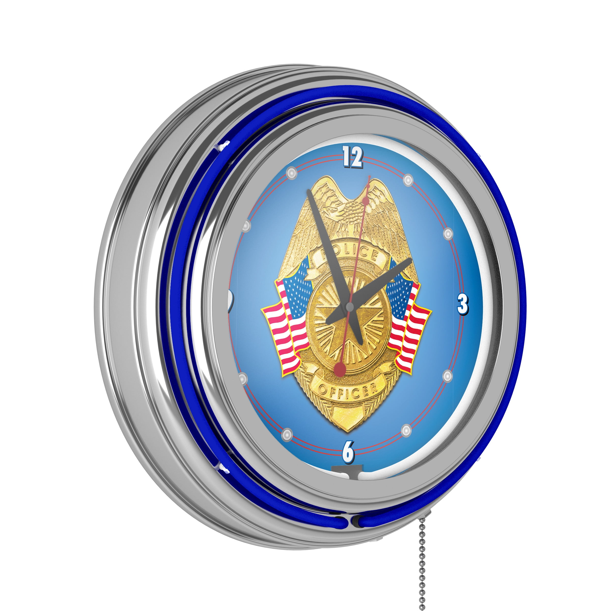 Police Officer Retro Neon Analog Wall Clock with Pull Chain - Walmart.com