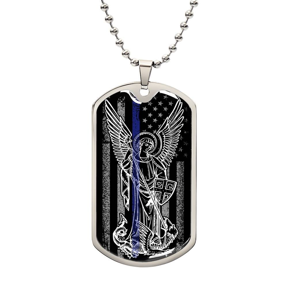 Police Officer Thin Blue Line With Archangel Michael - Military Style ...