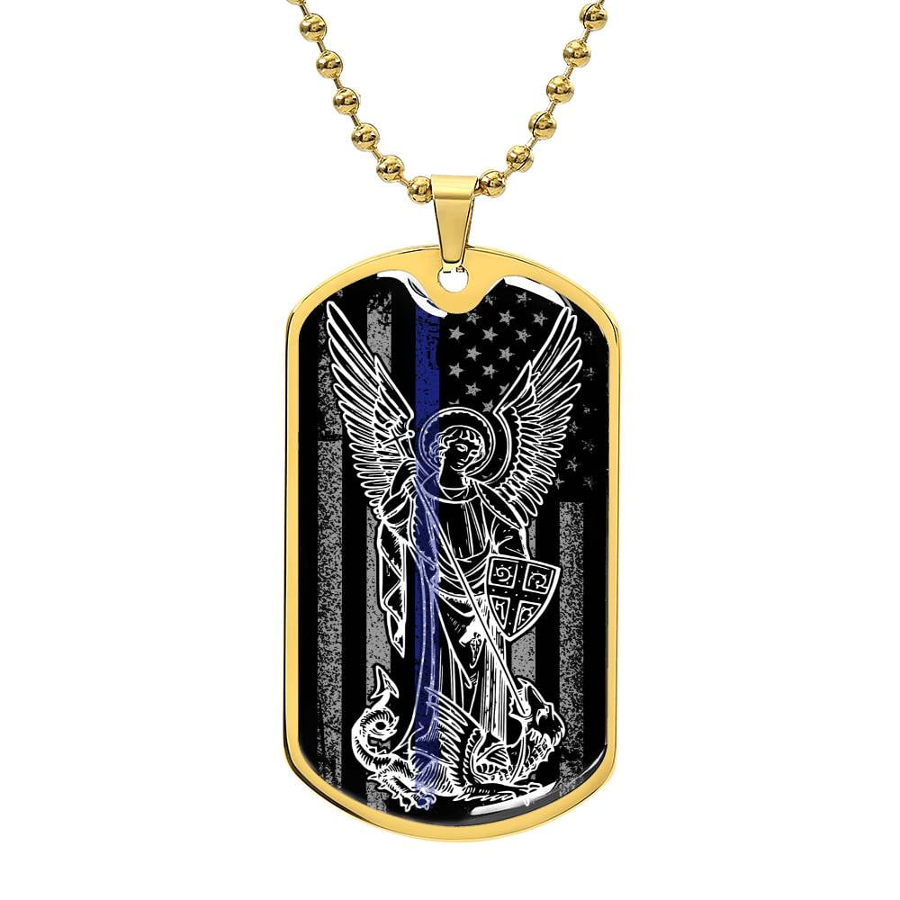 Police Officer Thin Blue Line With Archangel Michael - Military Style ...
