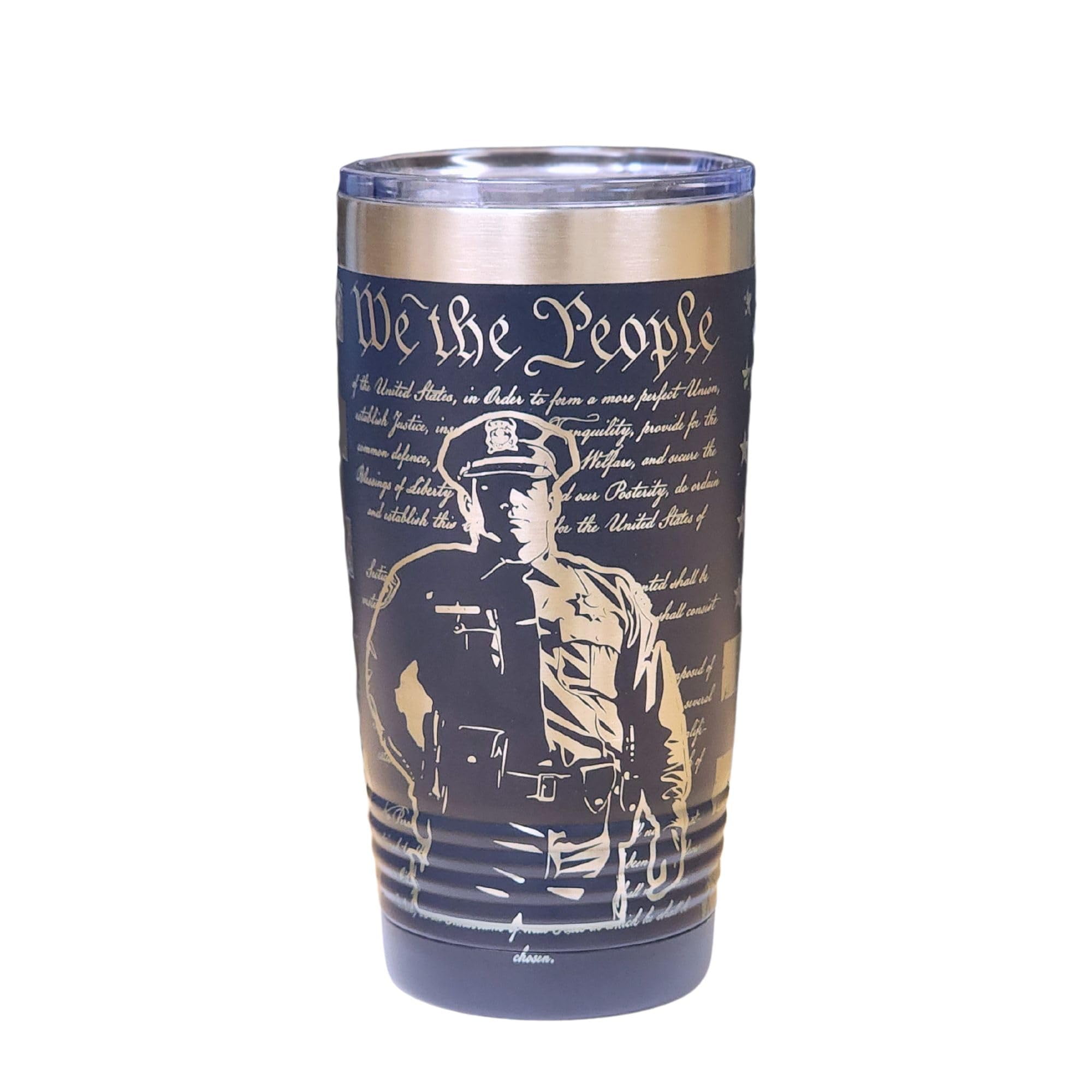 Police Officer Tumbler, 20 oz Navy Blue Stainless Steel, Engraved ...