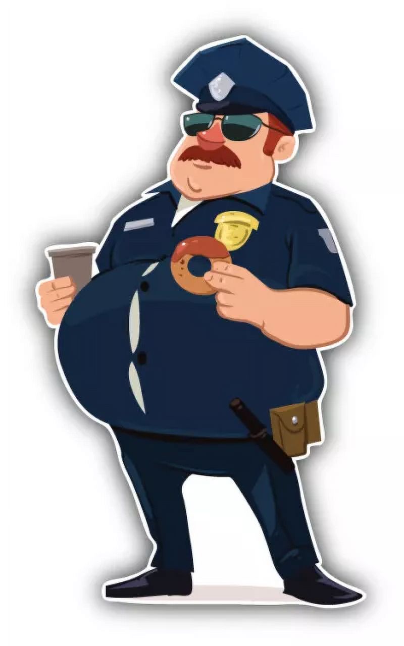 Police Officer With Donuts Sticker Phone Decal Water Bottle Stickers ...
