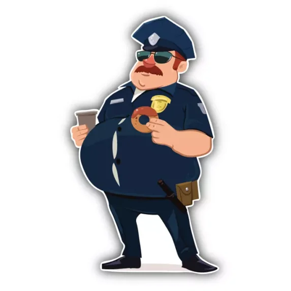 Police Officer With Donuts Sticker Phone Decal Water Bottle Stickers ...