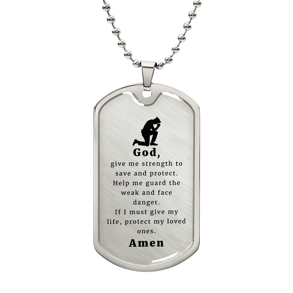 Police Officer's Prayer Necklace Stainless Steel or 18k Gold Dog Tag 24 ...