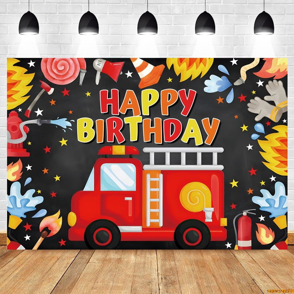 Police Policeman Car Firetruck Theme Backdrop for Photography Fire ...