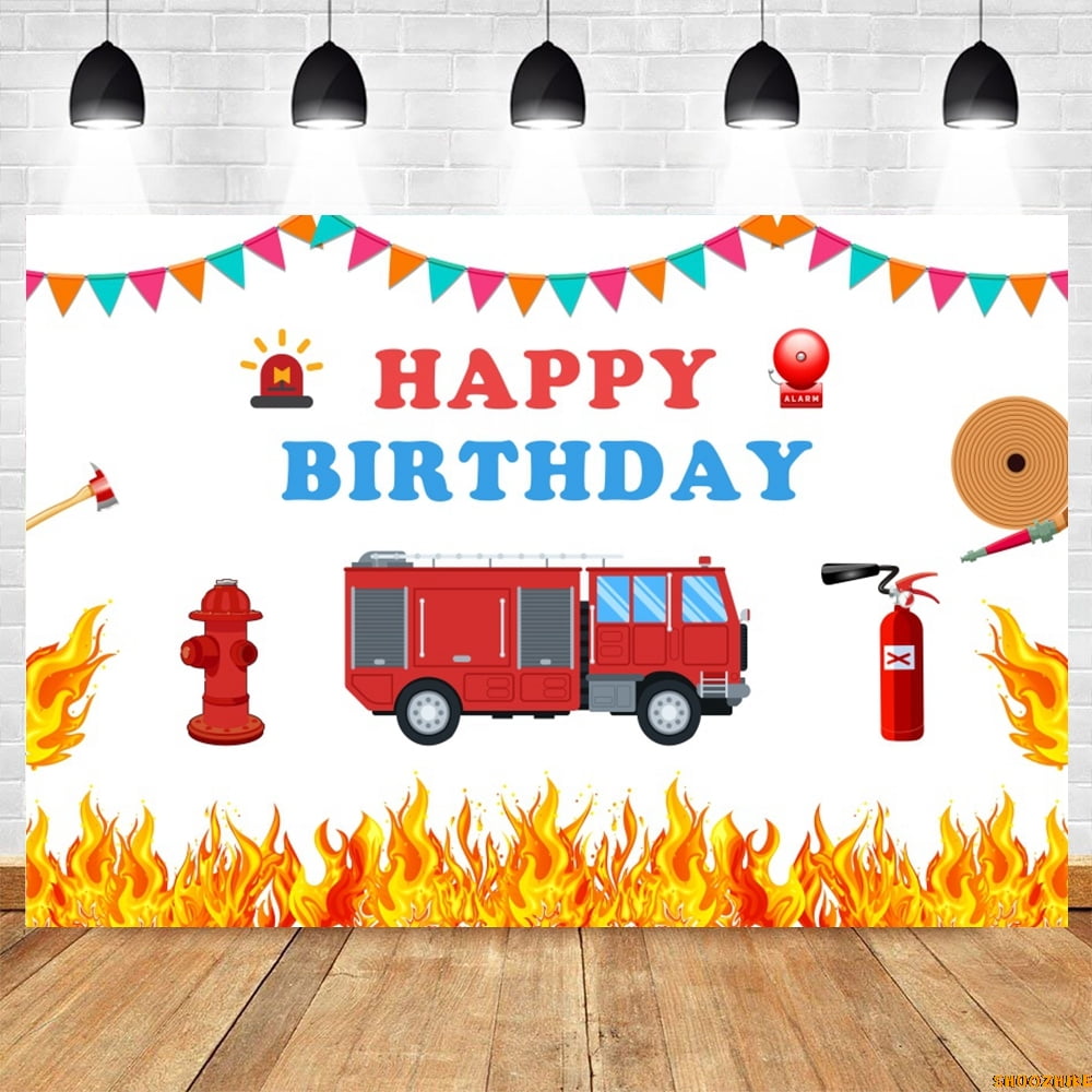 Police Policeman Car Firetruck Theme Backdrop for Photography Fire ...