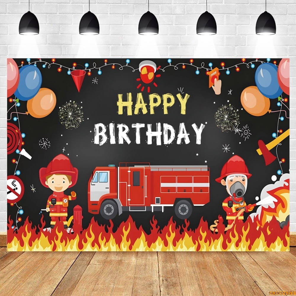 Police Policeman Car Firetruck Theme Backdrop for Photography Fire ...