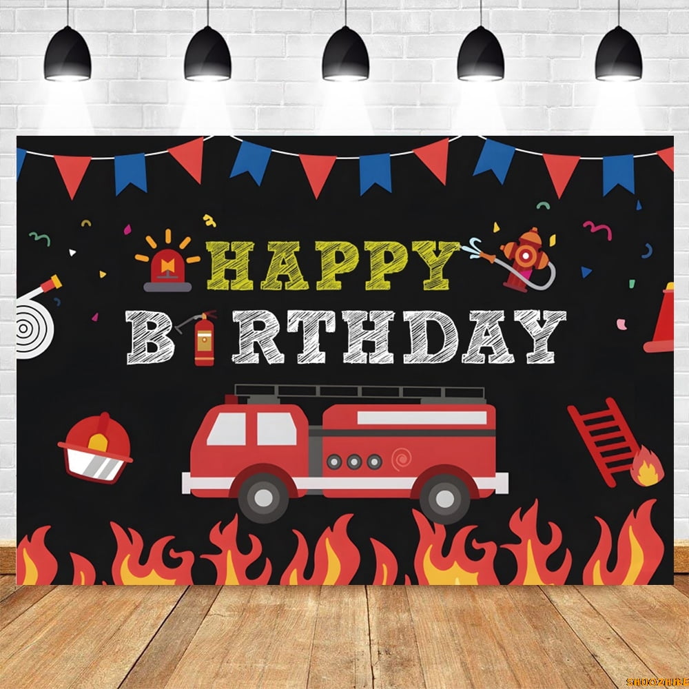 Police Policeman Car Firetruck Theme Backdrop for Photography Fire ...