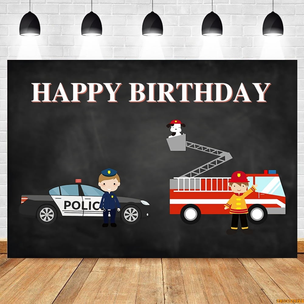 Police Policeman Car Firetruck Theme Backdrop for Photography Fire ...