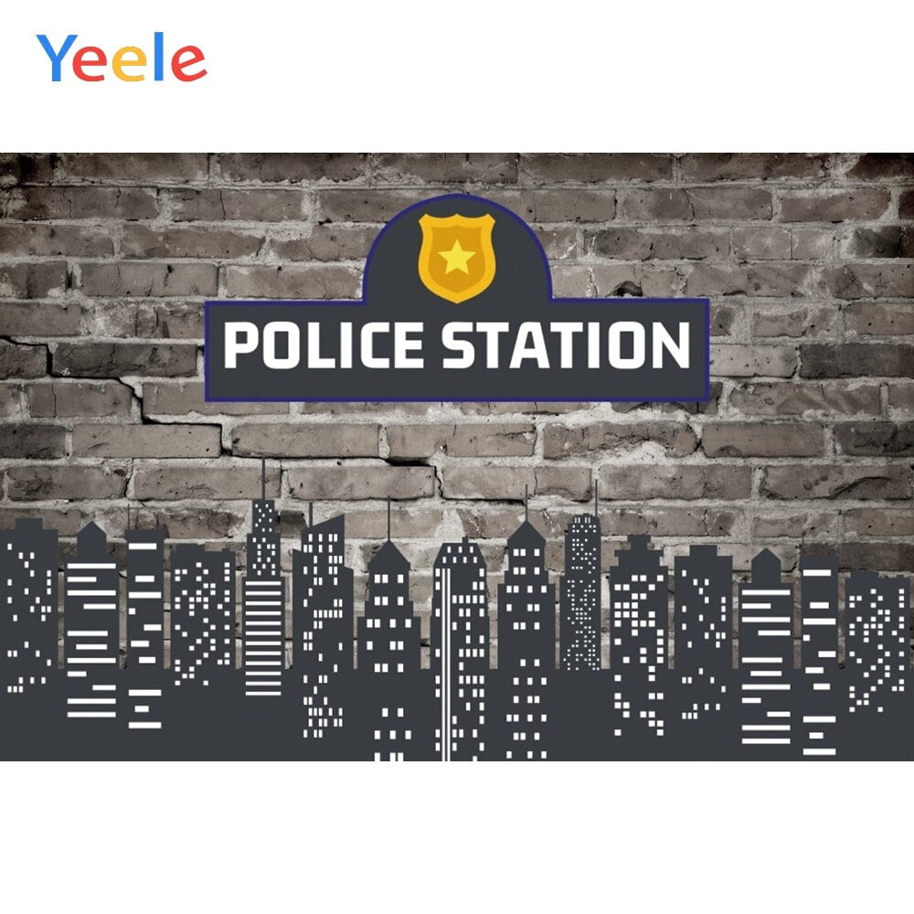 Police Station Brick Wall City Newborn Baby Girl birthday Backdrop ...