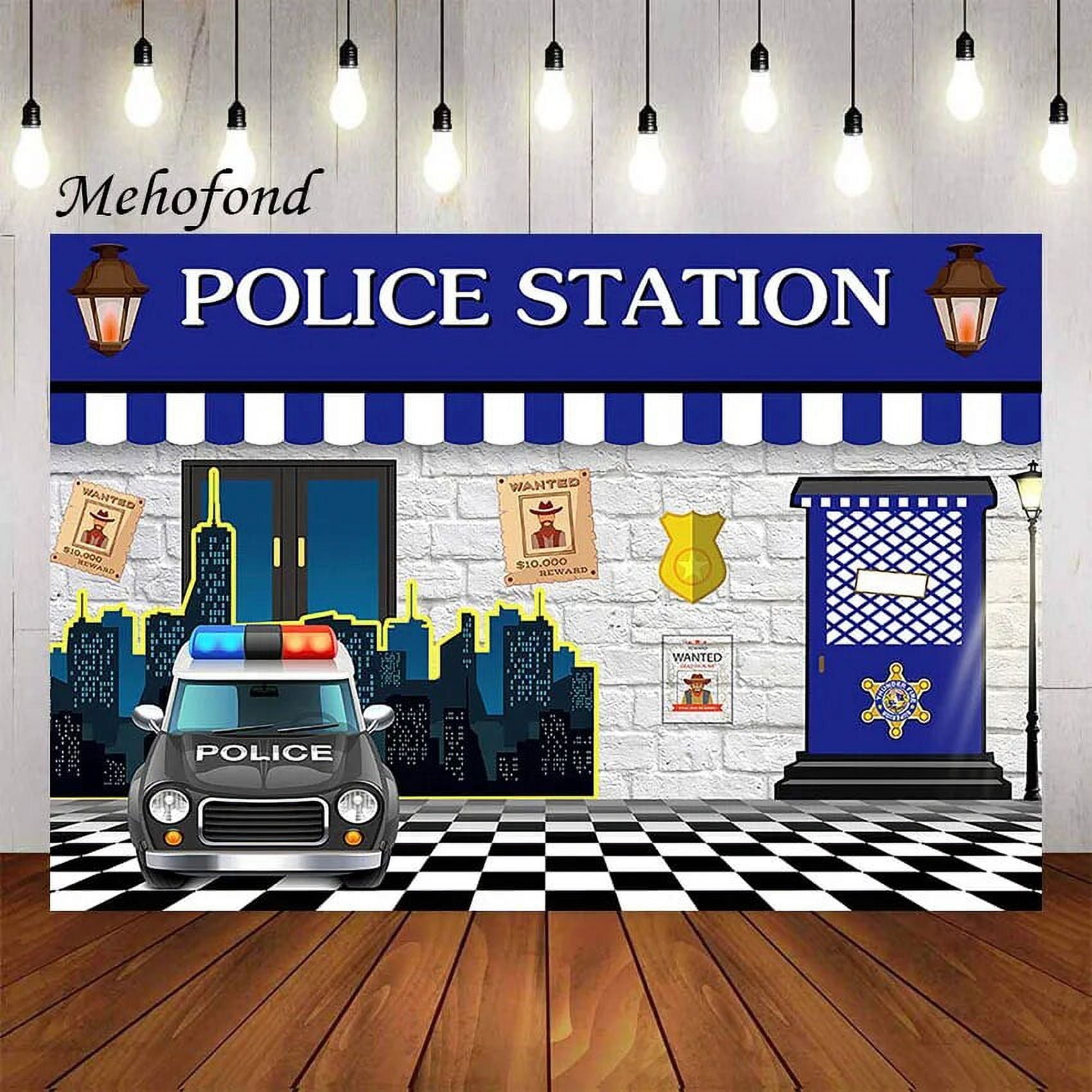Police Station Policeman Car Brick Wall Kid Boy Birthday Party ration ...