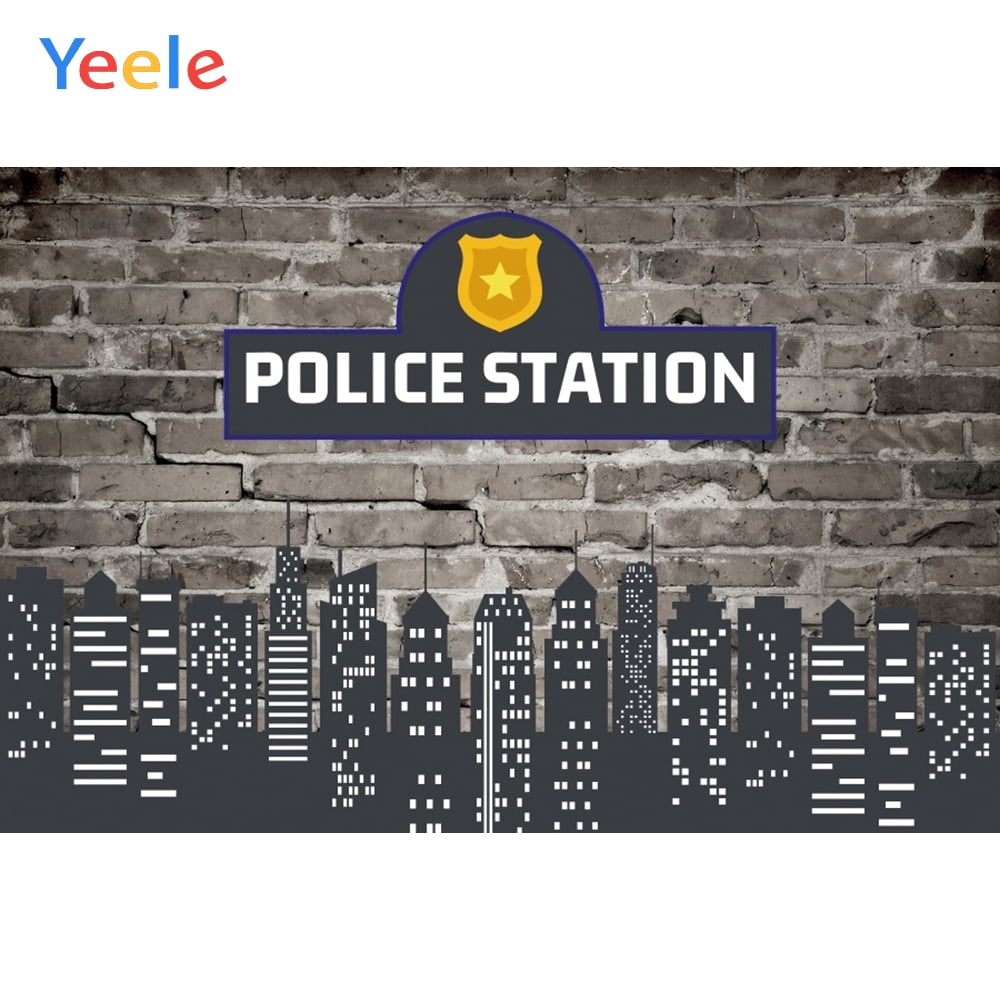 Police Station Vintage Brick Wall City Baby Shower Boy Birthday ...