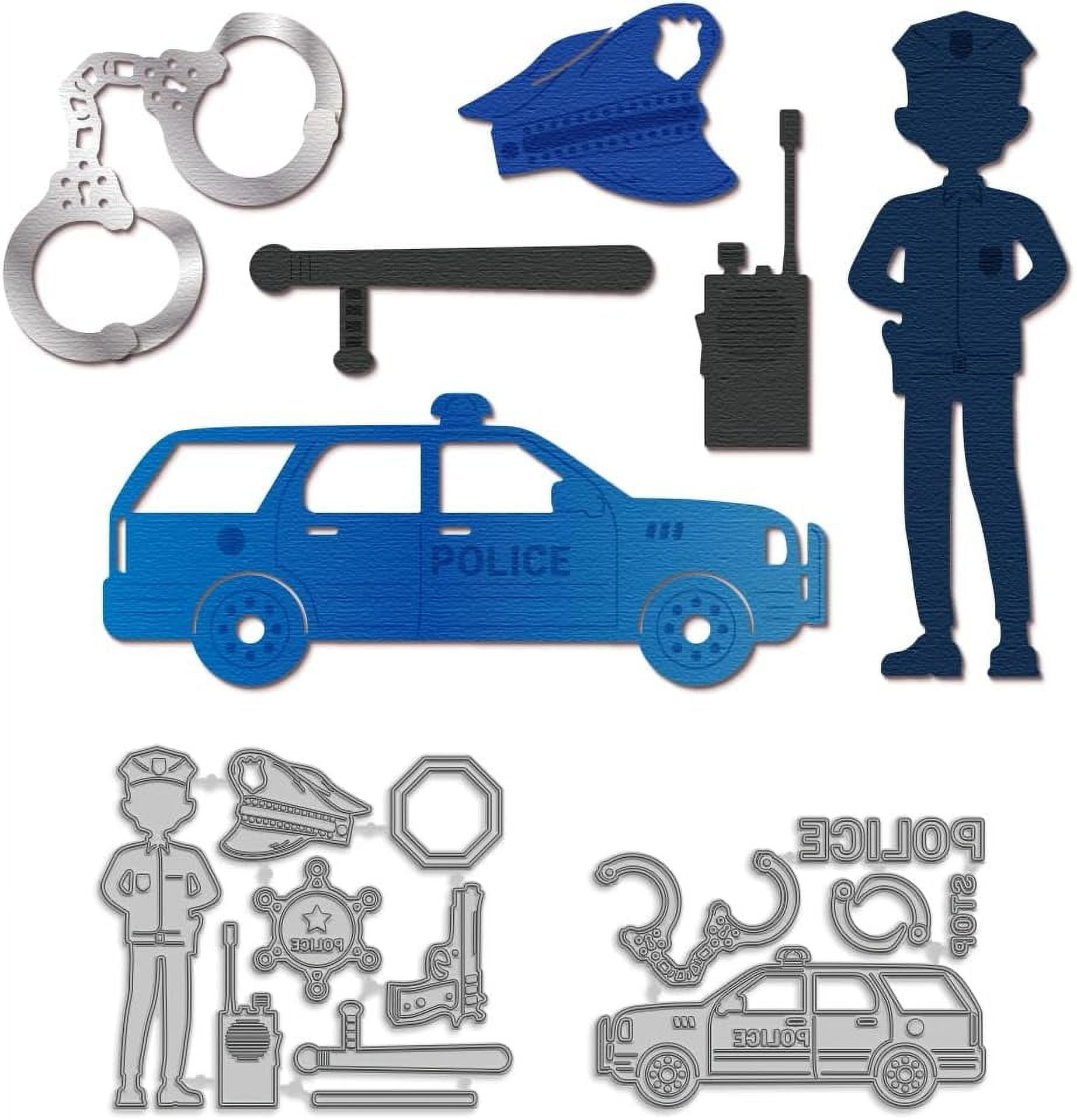 Police Theme Die Cuts Police Badge Hat Car Metal Cutting Dies Stop Road ...