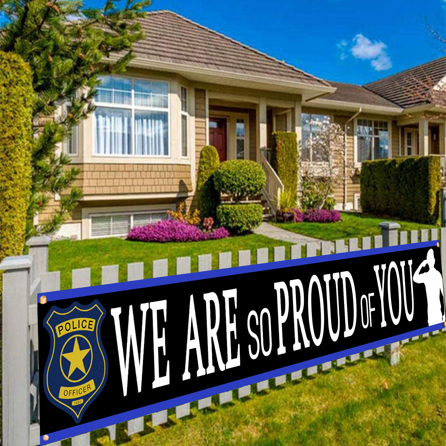 Police Theme 'We Are Proud Of You' Backdrop Banner - Ideal for ...