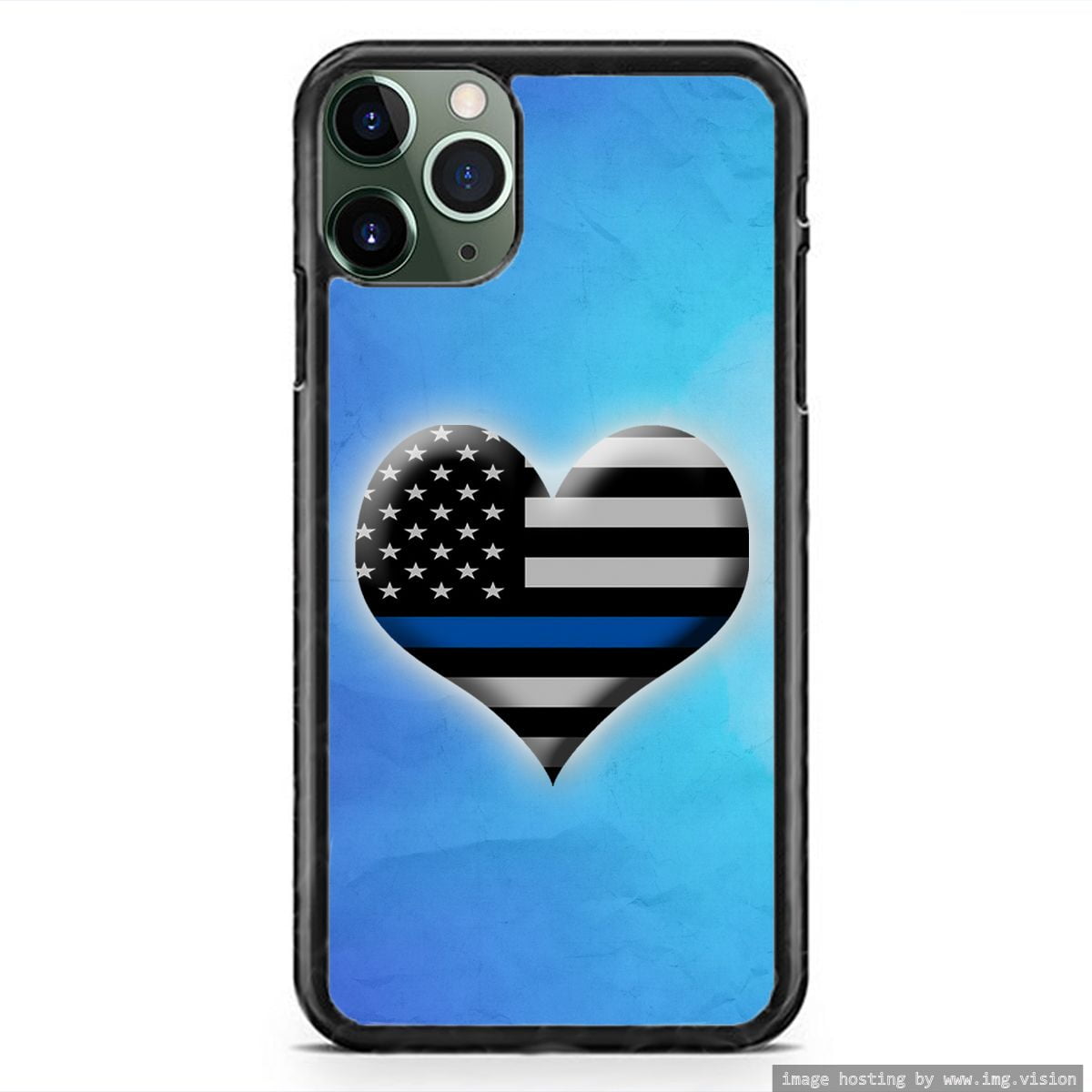Police Thin Blue Line Love USA Flag Cop Shockproof Hard Rubber Custom ...