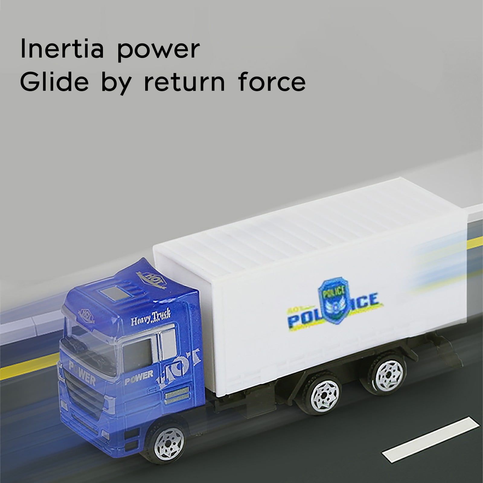 Police Truck Toy Vehicle with Inertia Power, Glide by Return Force ...