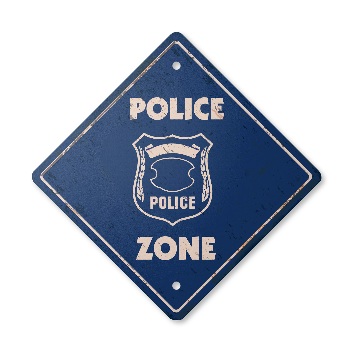 Police Vintage Crossing Sign Zone Xing | Indoor/Outdoor Plastic | 17 ...