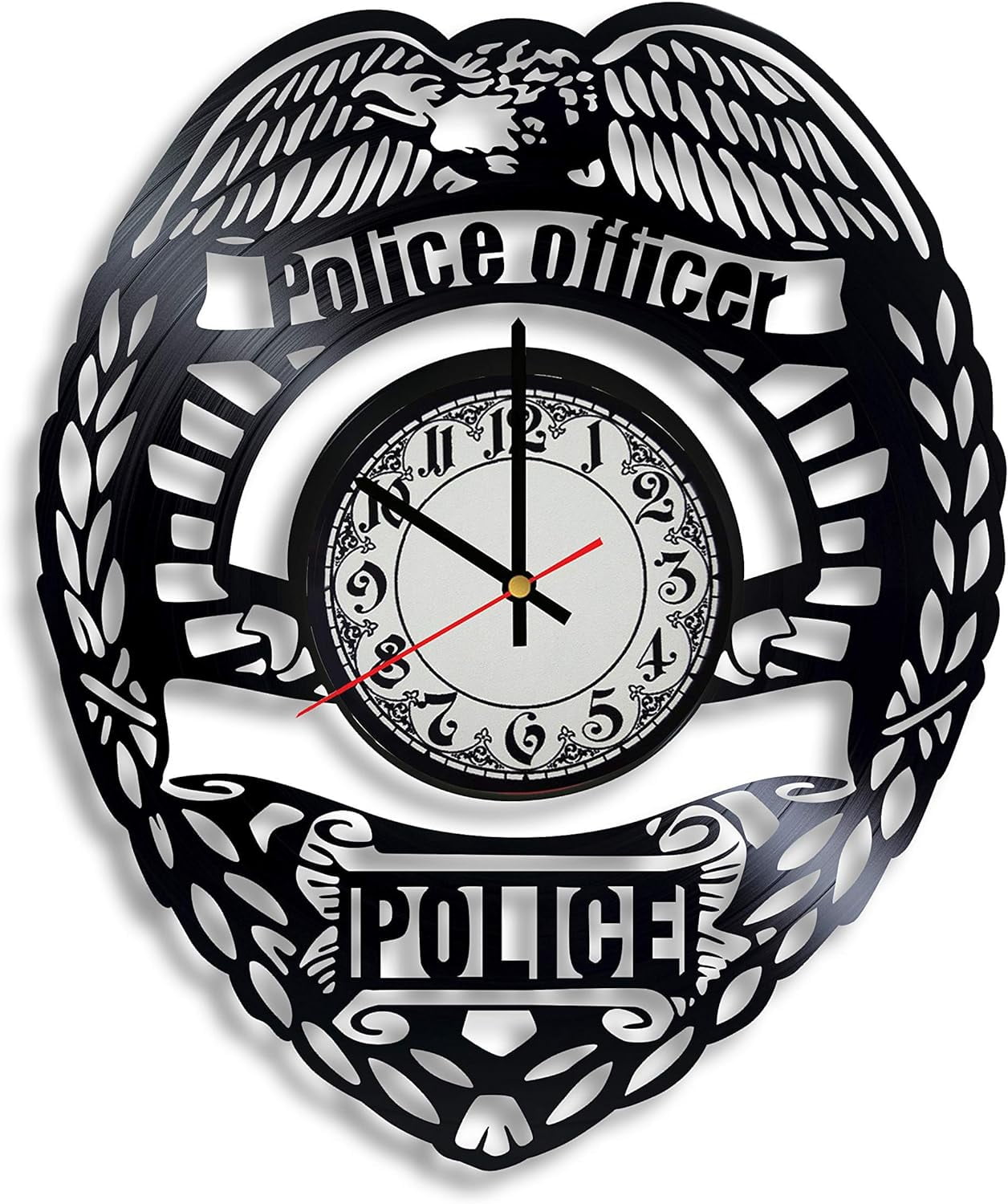 Police Vinyl Wall Clock,Vinyl Record Clock Wall Art Unique Bedroom ...